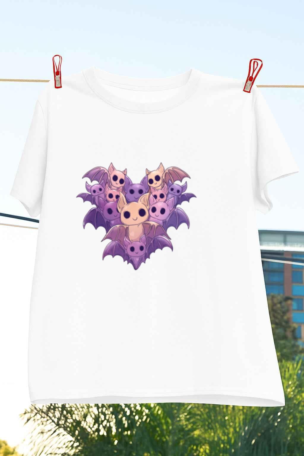 Bats skeleton Flying Bat Graphic Halloween Theme Unisex T-Shirt up to ...