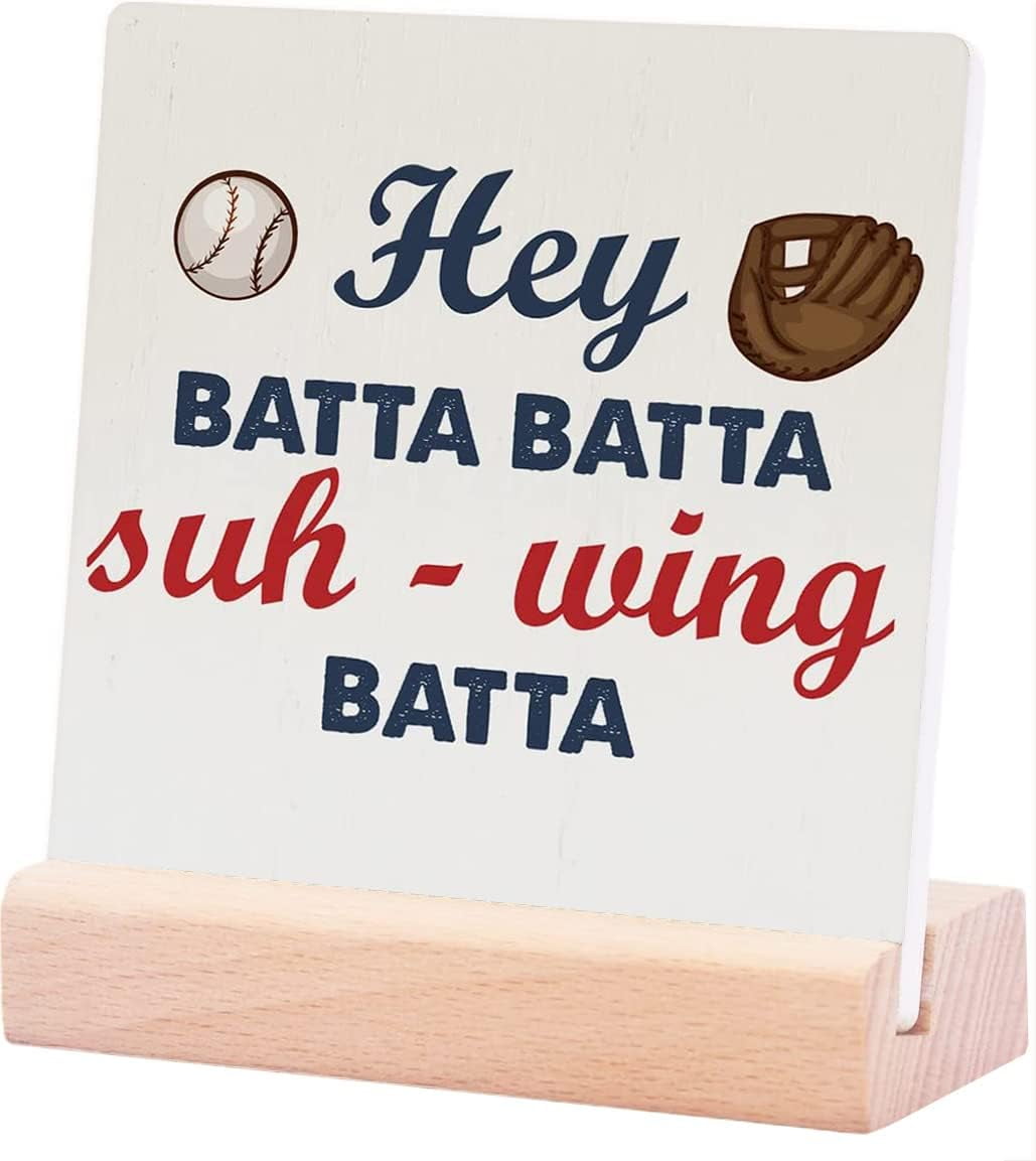 Batta Baseball Table Sign Rustic Baseball Lovers Ceramic Table Plaque ...