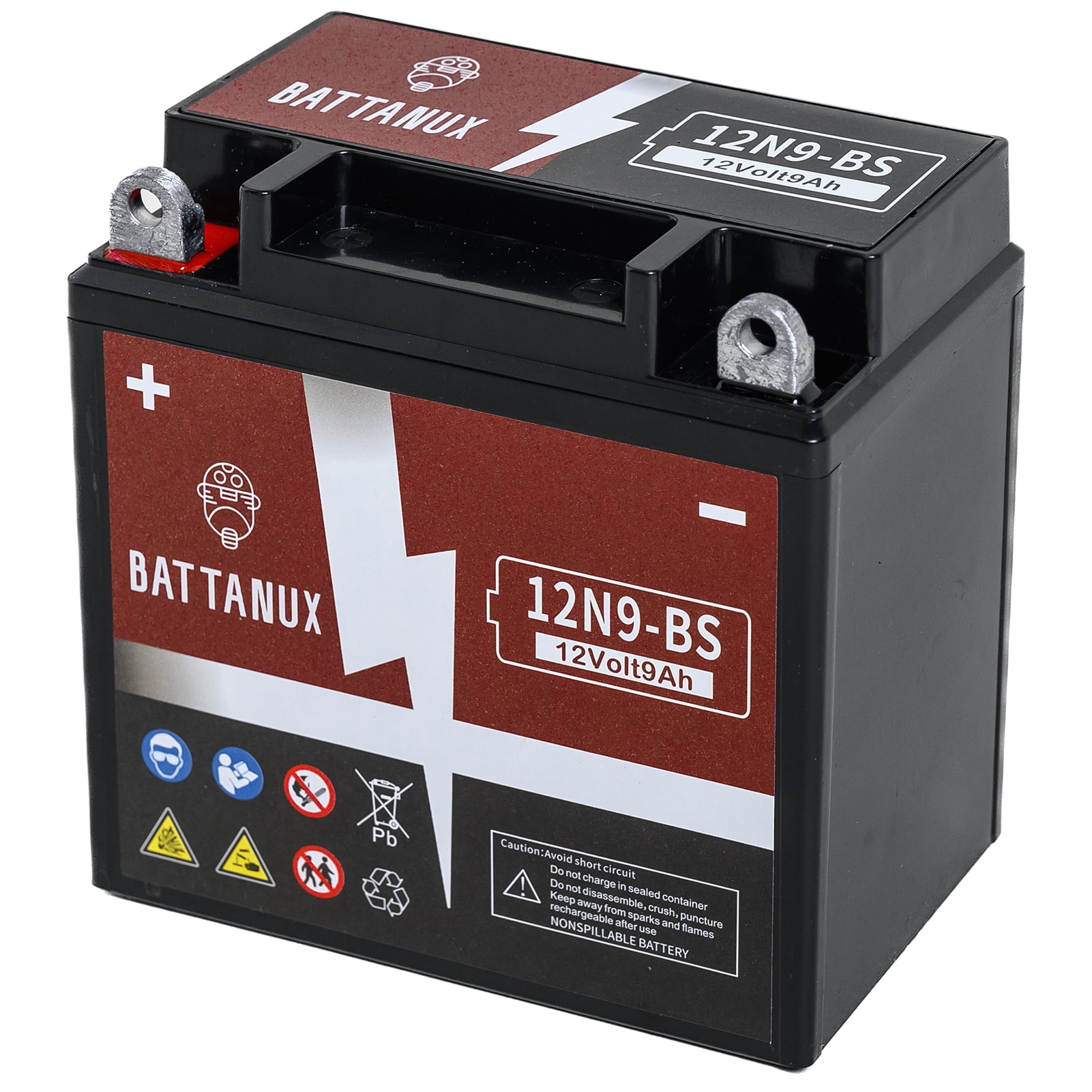Battanux 12N9-BS Battery & Motorcycle Battery, Sealed SLA/AGM 12Volts ...
