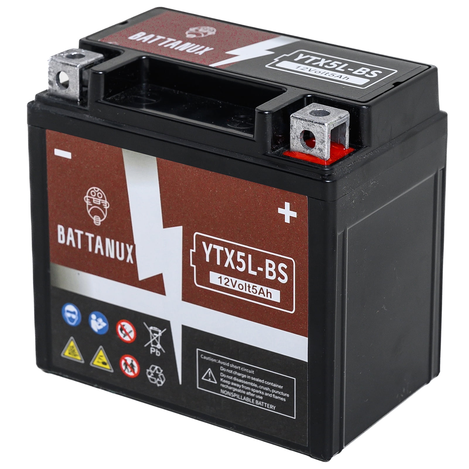 Battanux YTX5L-BS Battery & Motorcycle Battery, Sealed SLA/AGM 12Volts ...