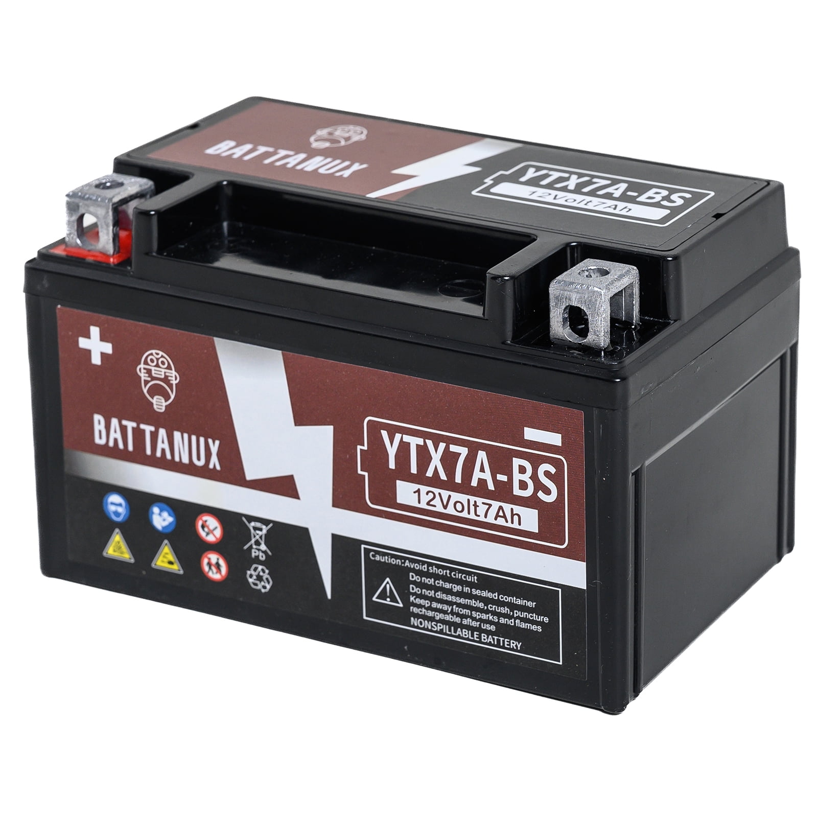 Battanux YTX7A-BS Battery & Motorcycle Battery, Sealed SLA/AGM 12Volts ...
