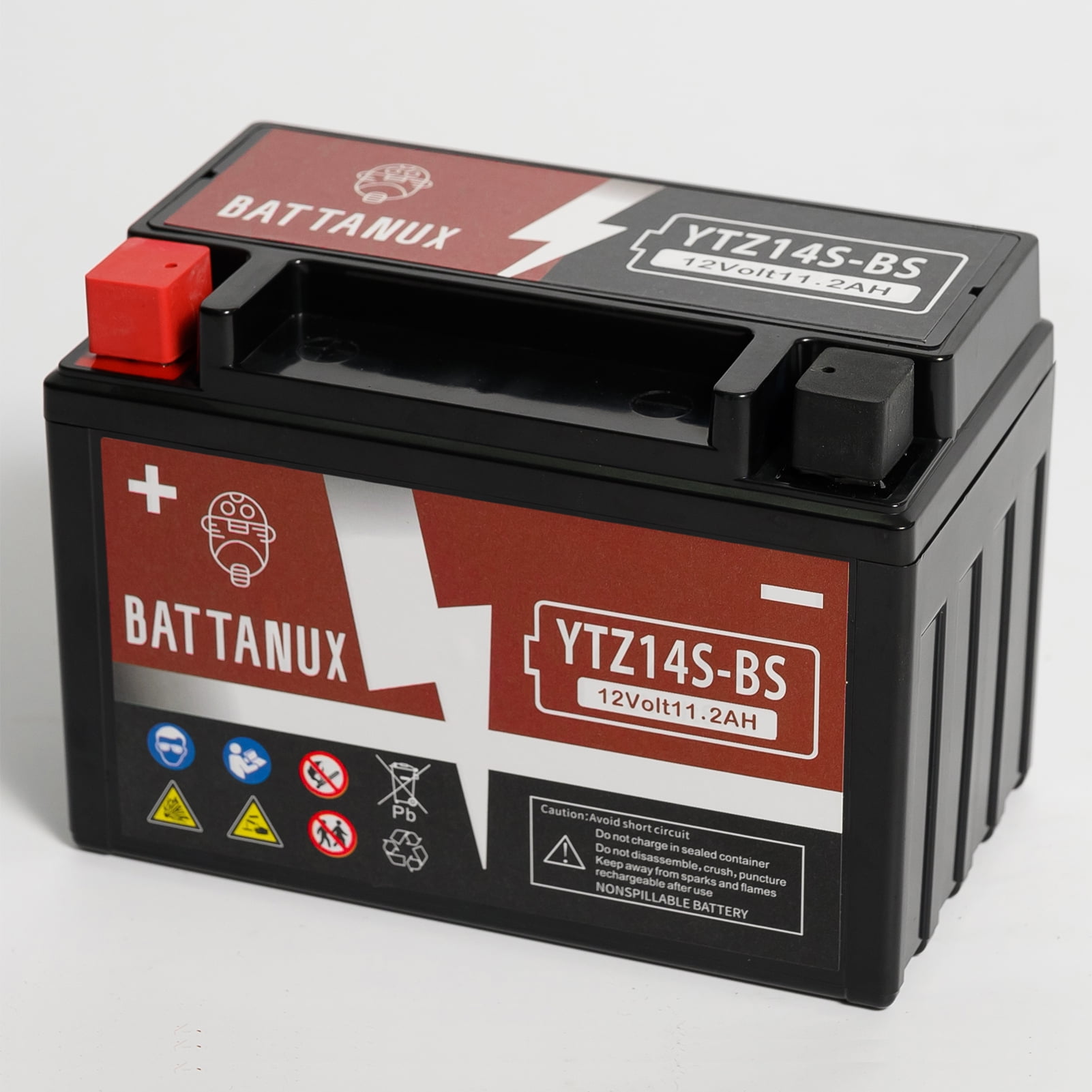 Battanux YTZ14S-BS Battery & Motorcycle Battery, Sealed SLA/AGM 12V11 ...