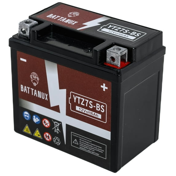 Battanux YTZ7S-BS 12V 6Ah Sealed SLA/AGM Motorcycle Battery, Spill ...