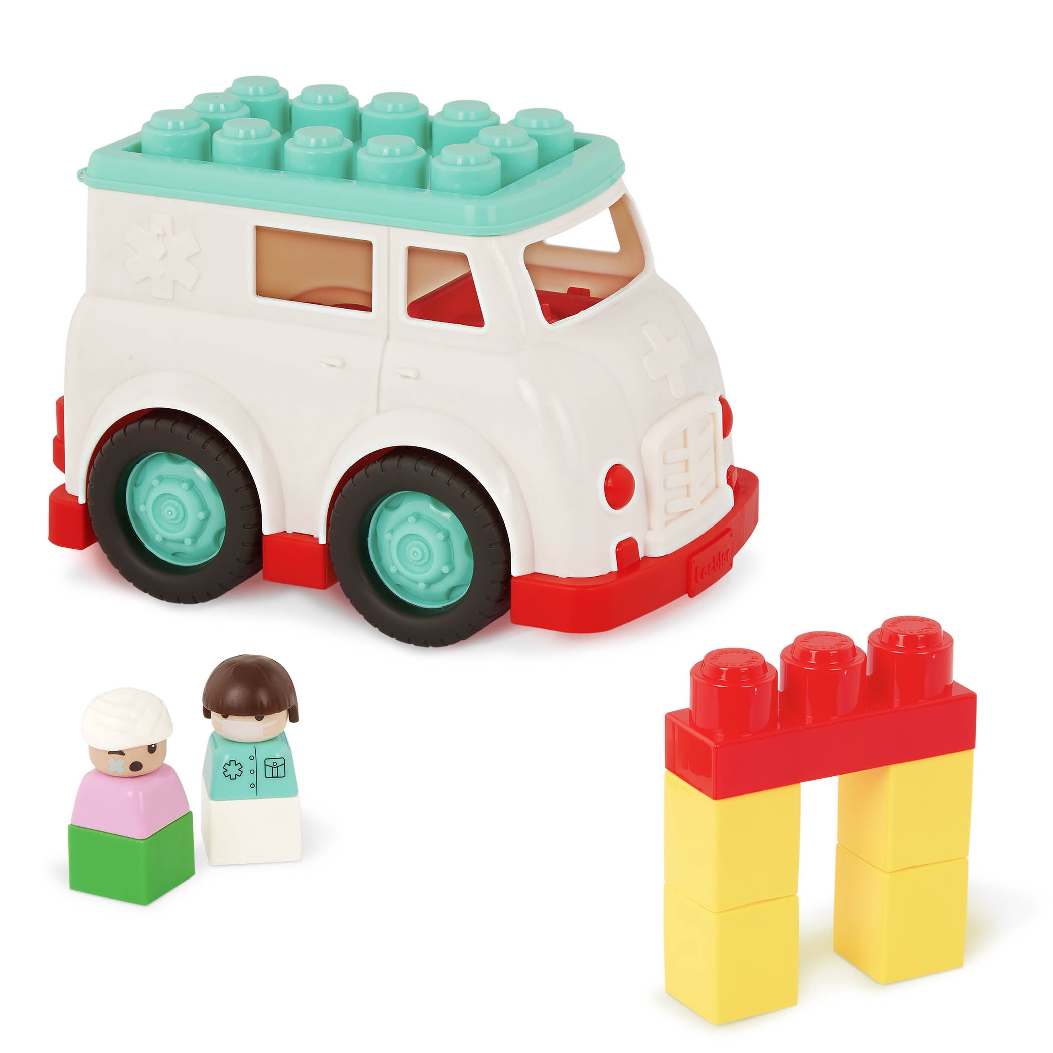 Battat Ambulance Toy Car Play Vehicle with 5 Building Blocks, Toddler ...
