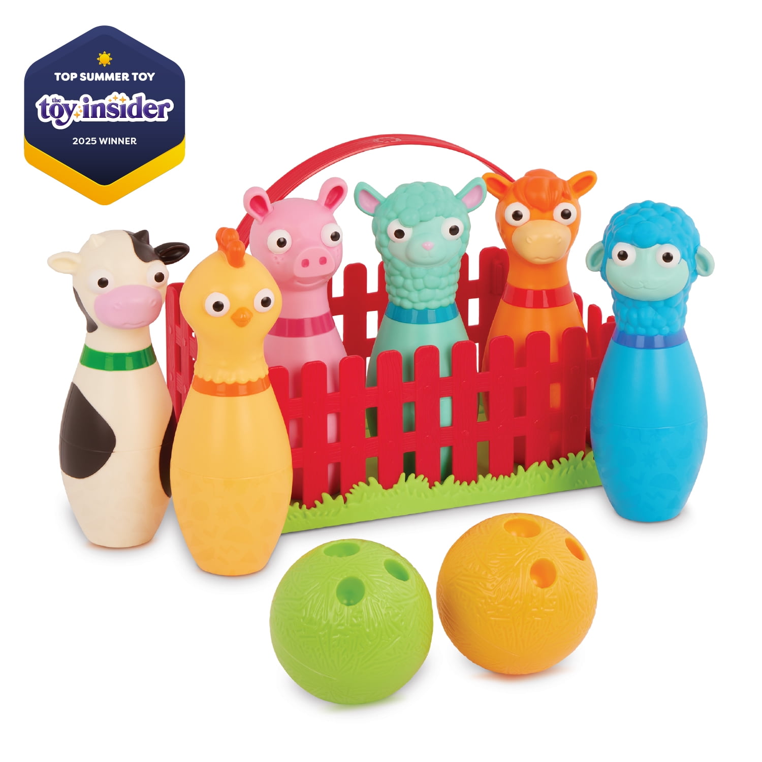 Battat Barnyard Bowling Set with 6 Farm Animal Pins 2 Balls, Toddler ...