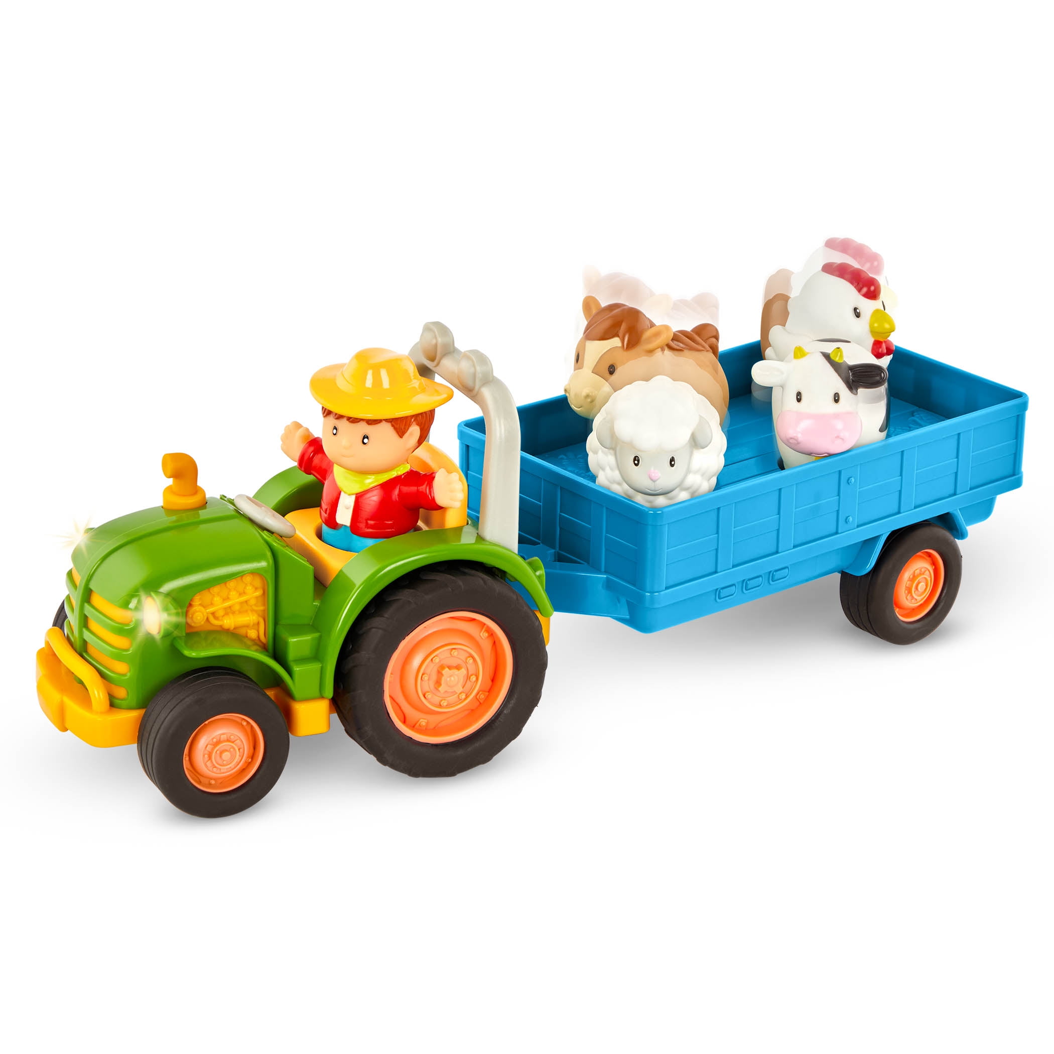 Battat Farming Fun Tractor with 7 Pieces Lights and Sounds, Toddler and ...