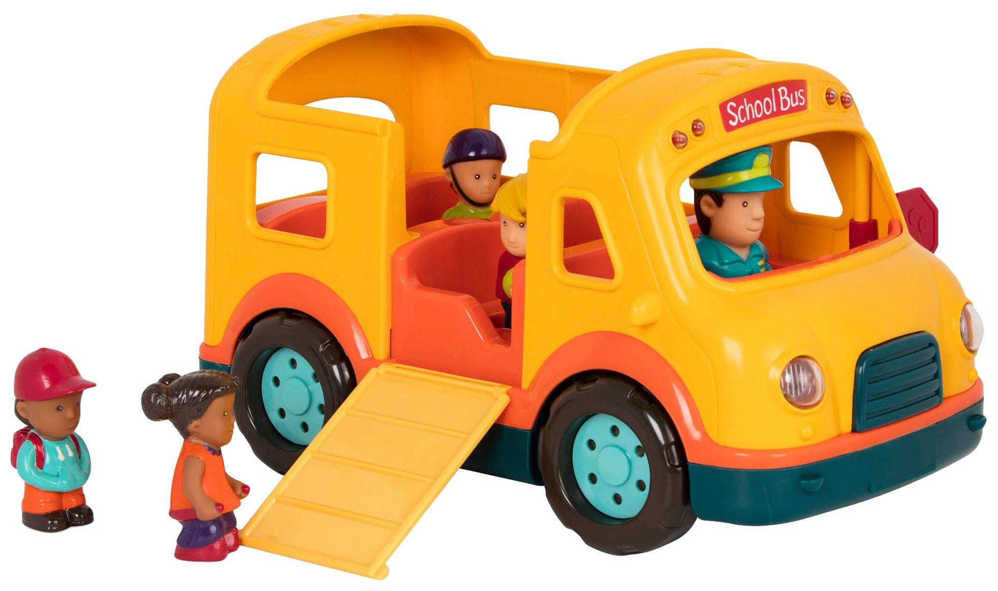 Battat Light & Sound School Bus Play Vehicle with 5 Figurines, Toddler ...