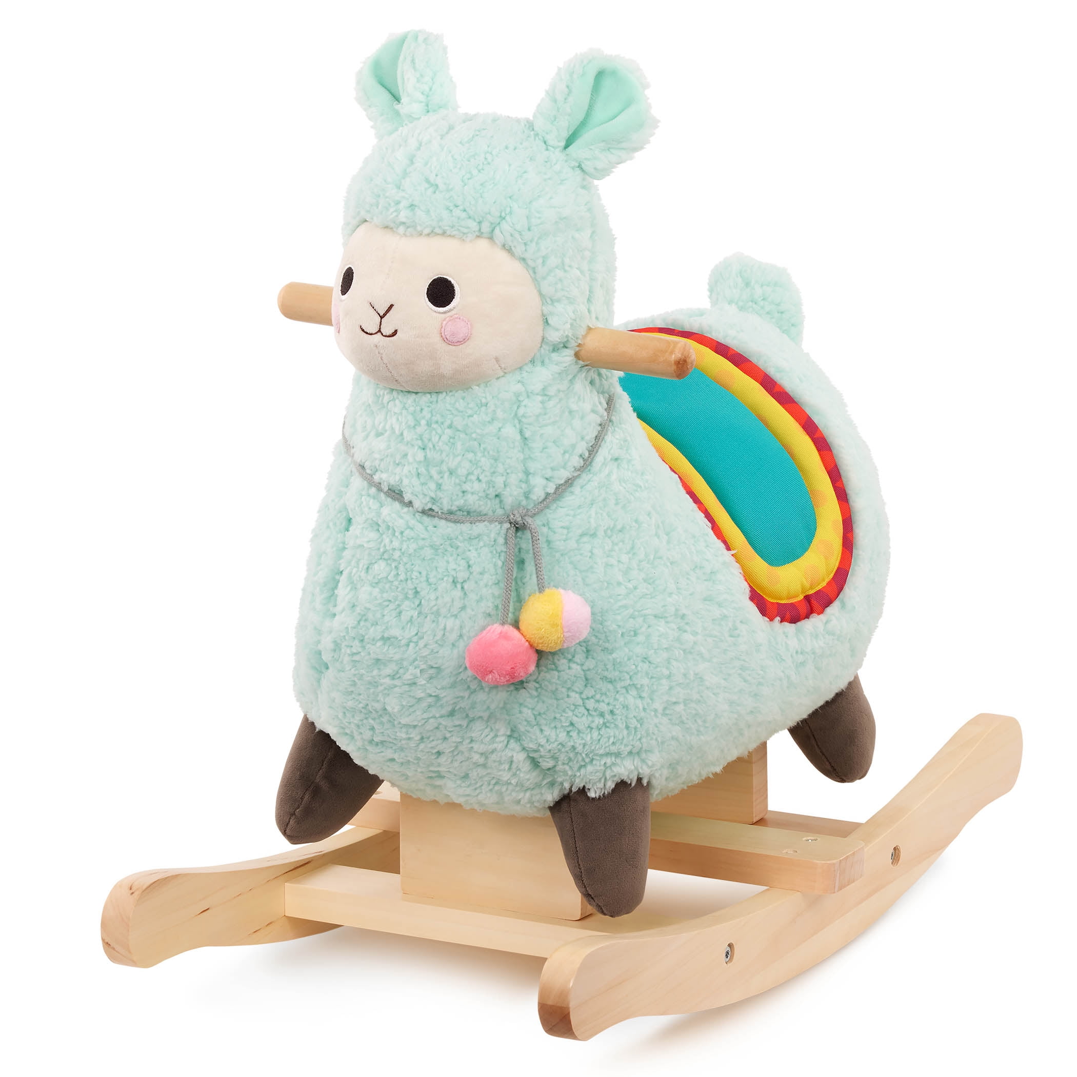 Battat Ride-a-Llama Animal Rocking Toy with Wooden Handle, Baby and ...