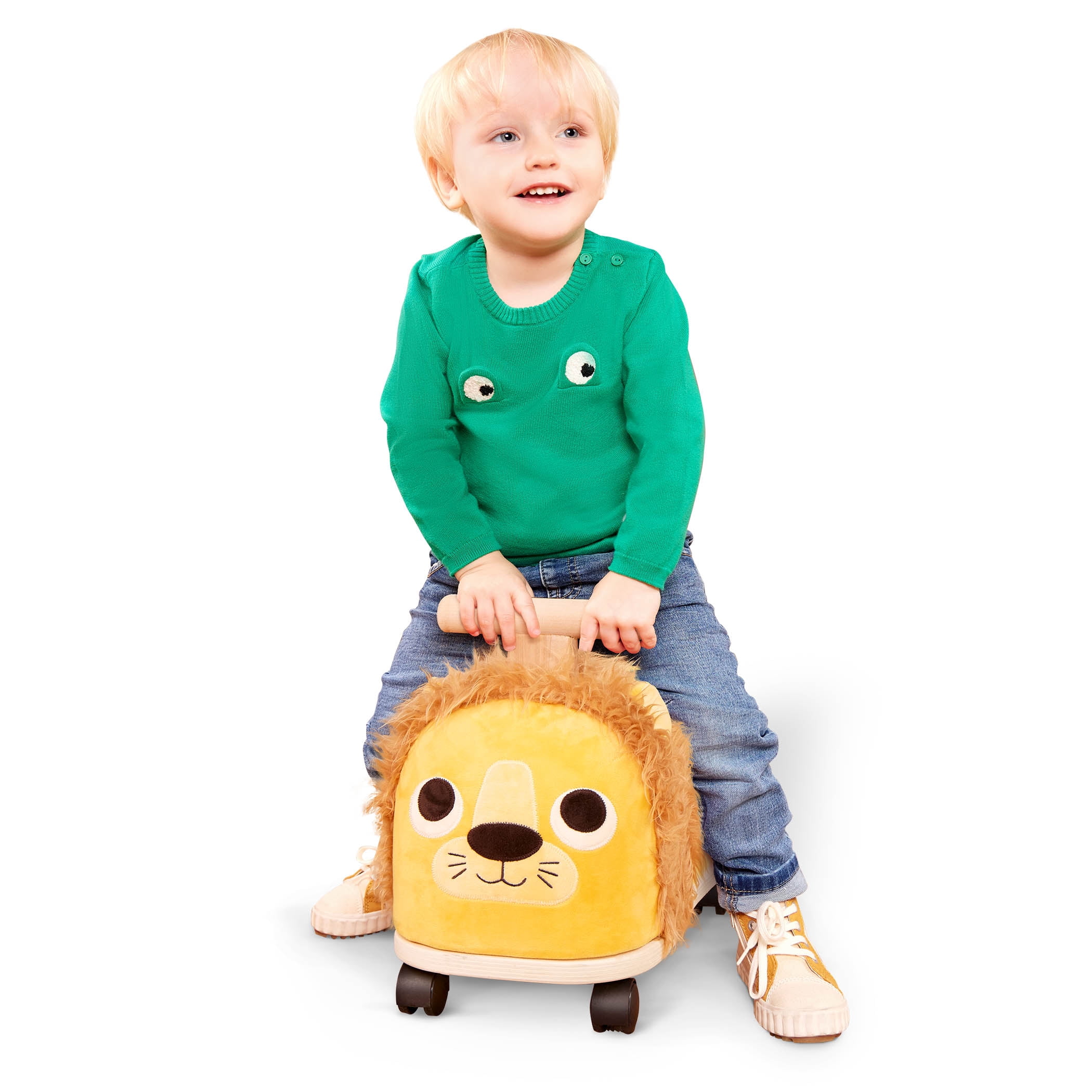 Battat Rollin' Lion Animal Ride-On Toy with Wooden Handle, Toddler and ...