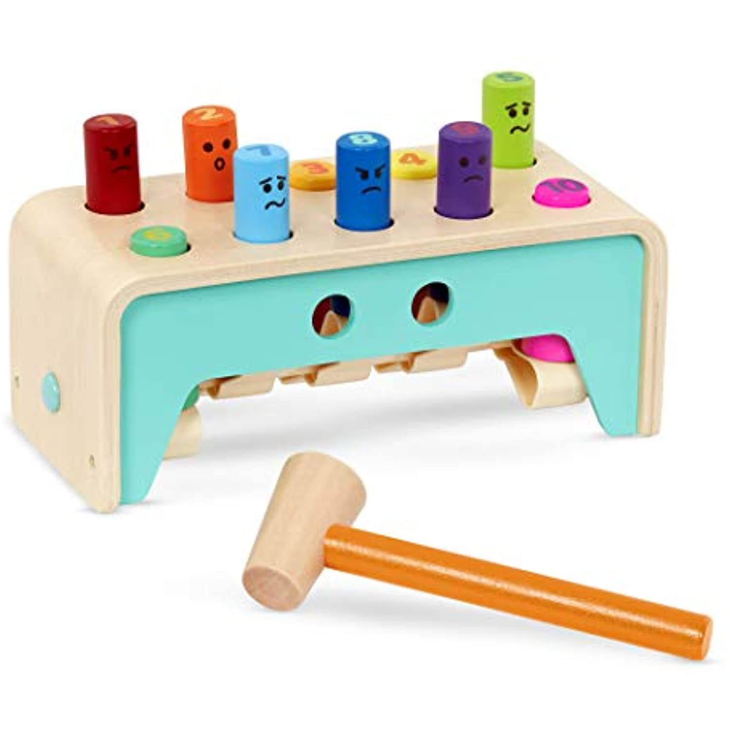 Battat Wooden Hammer Kids, Pounding Bench with Pegs Mallet Hammering ...