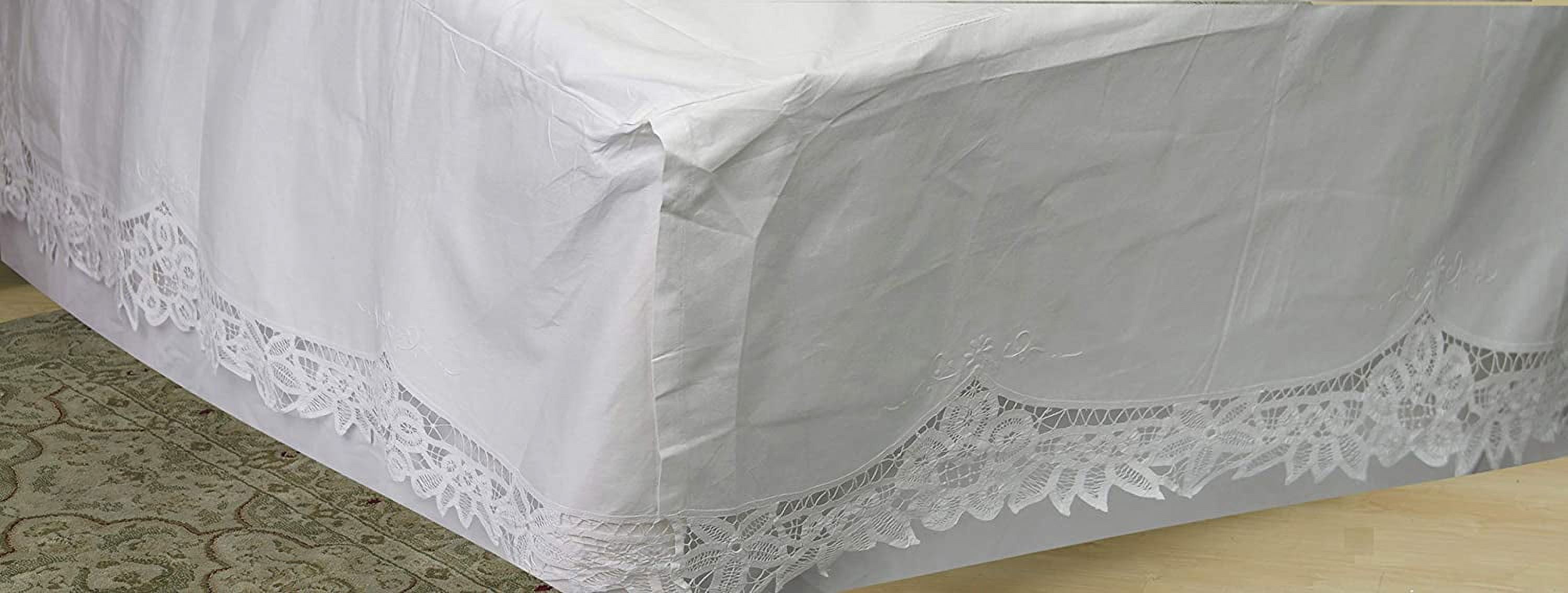 Battenburg Lace Bedskirt Dust Ruffle White 100% Cotton - Walmart.com