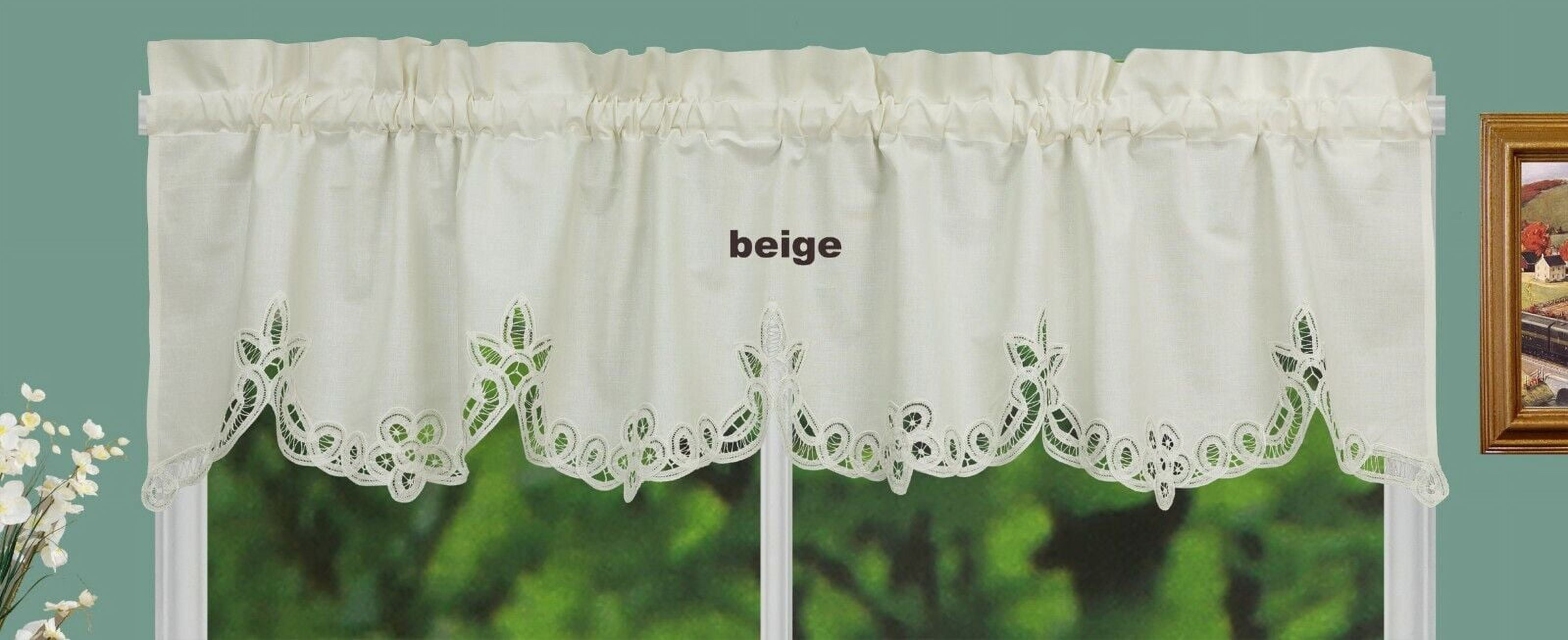 Battenburg Lace Kitchen Curtain Valance or Tiers Ecru Beige - Walmart.com