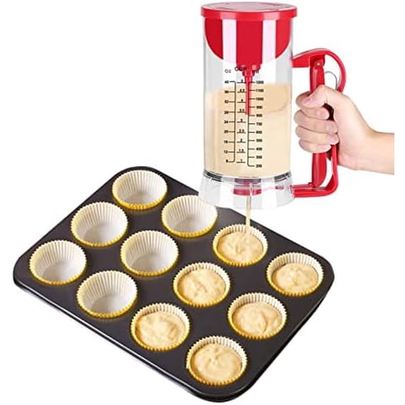 Batter Dispenser, 2-in-1 Batter Mixer Dispenser with Graduated Line ...