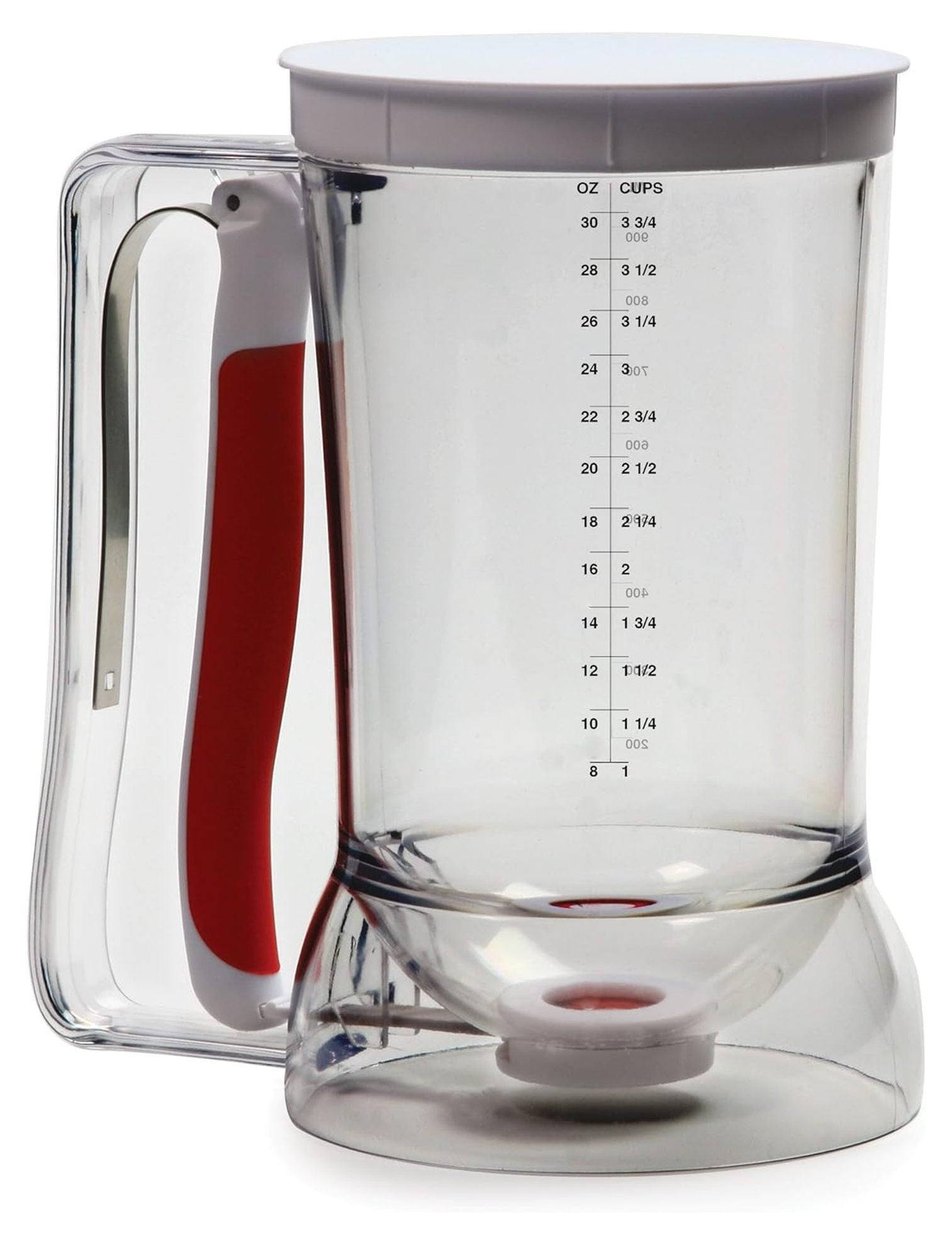 Batter Dispenser 4 Cup, Clear/Red - Pancake Batter Dispenser for Crepes ...