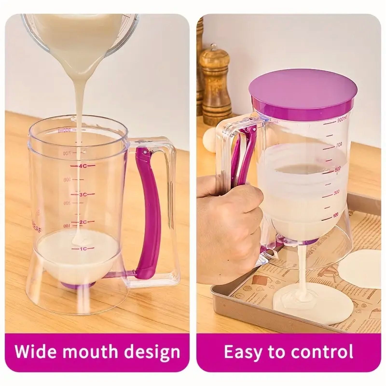 Batter Dispenser with Measuring Cup Pancake Cupcake Waffle Maker ...