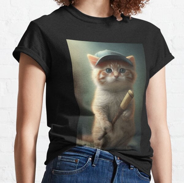 Batter Up: A Sporty Cat In A Baseball Cap Classic T-shirt - Walmart.com