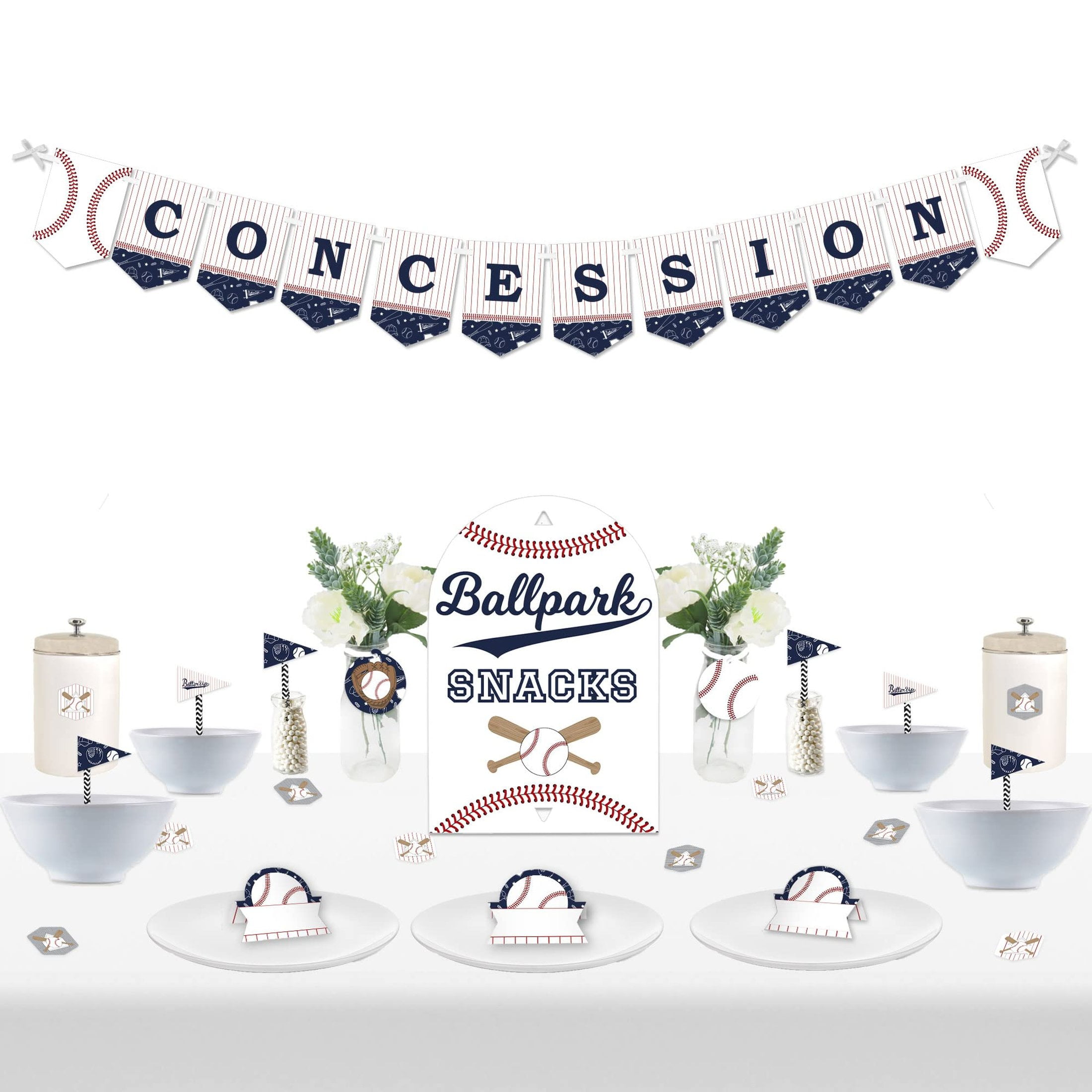 Batter Up Baseball Party Kit - 50 Piece DIY Snack Bar Decorations for ...