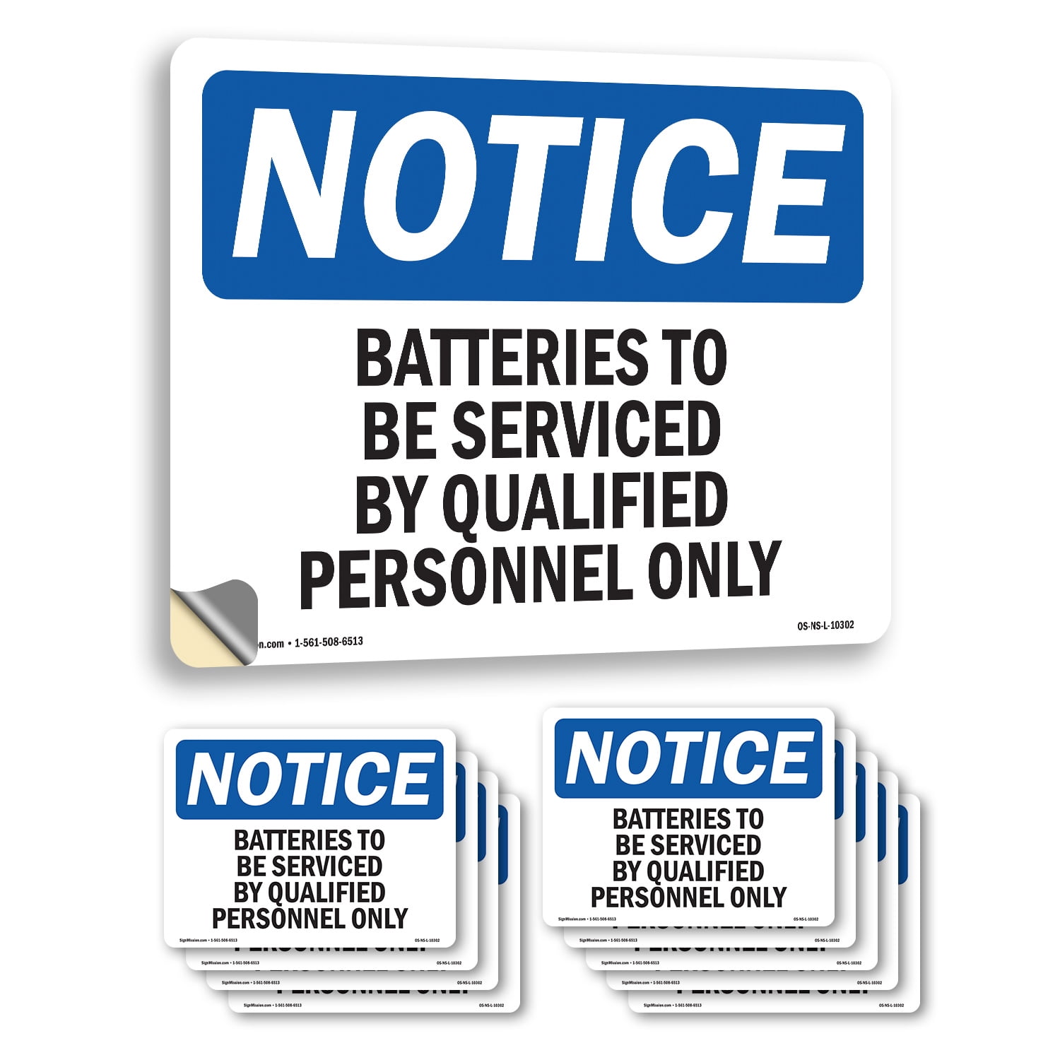 Batteries To Be Serviced By Qualified Personnel OSHA Notice Vinyl Decal ...