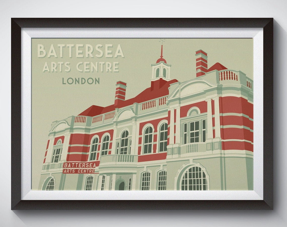 Battersea Arts Centre Poster, Art Deco Print, South West London ...
