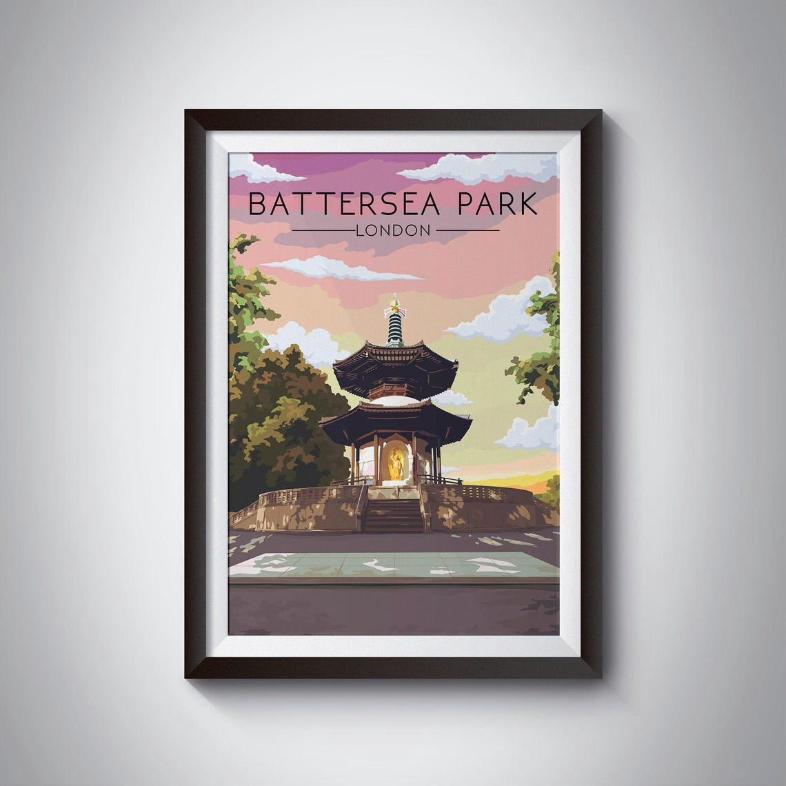 Battersea Park London Peace Pagoda Power Station Art Unframed Paper ...