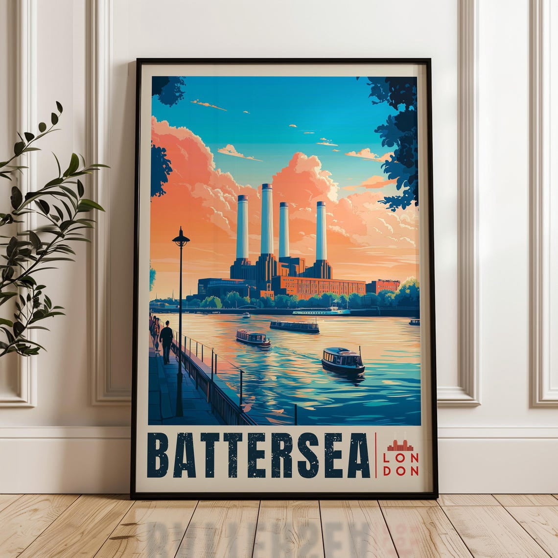 Battersea Power Station London Travel Print, Modern Wall Art Print ...