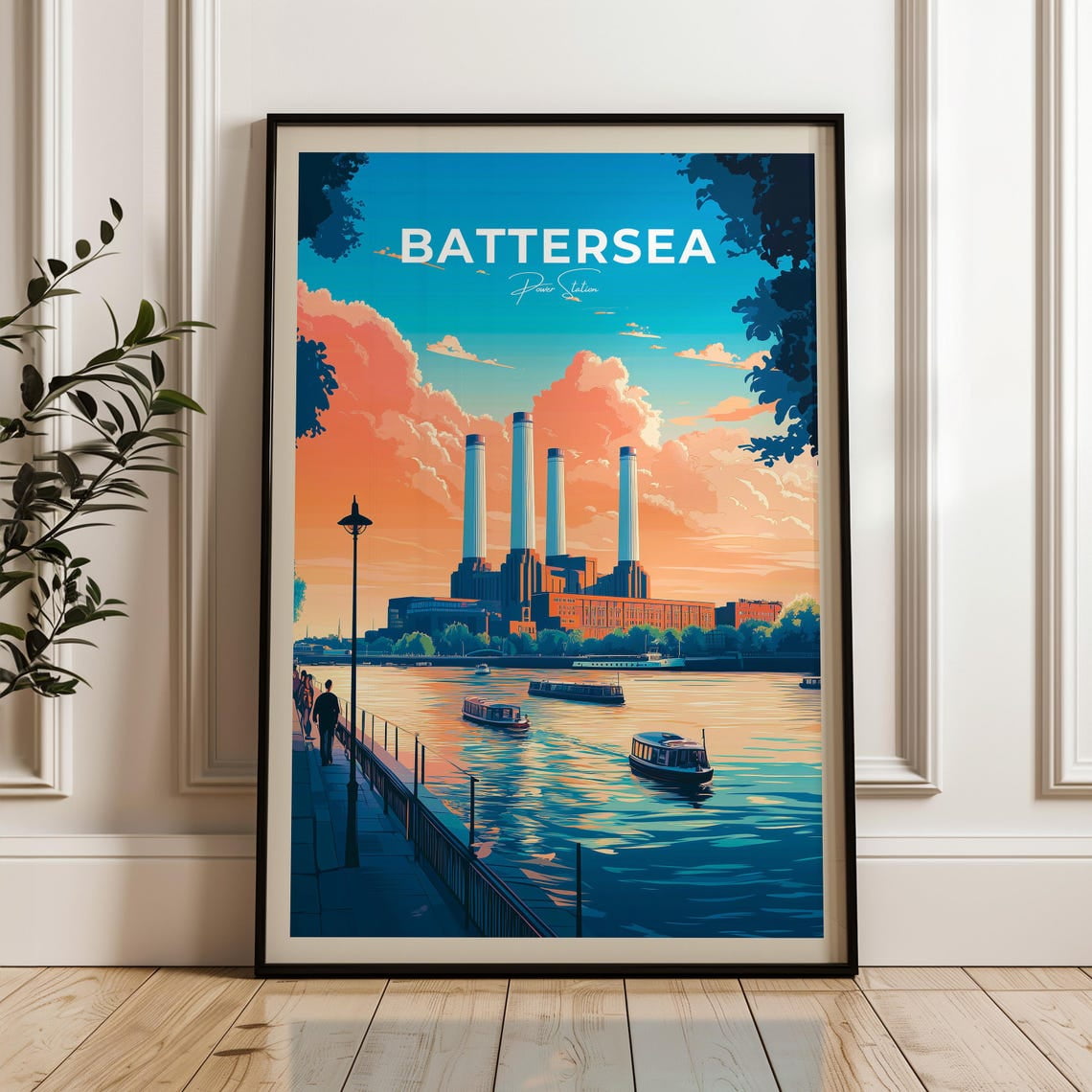 Battersea Powerstation Travel Poster - London Wall Art Print ...