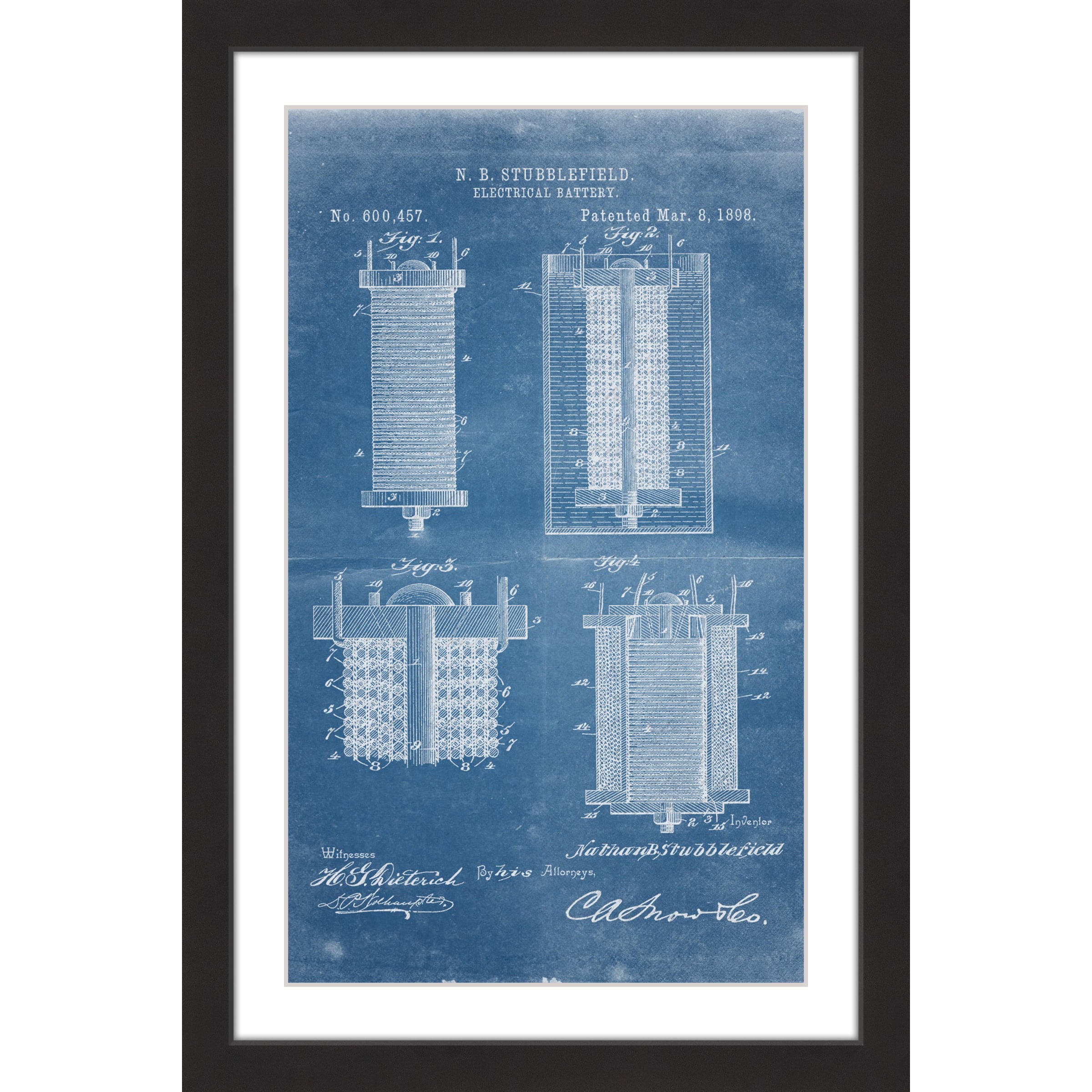 "Battery 1898 Blueprint" Framed Painting Print - Walmart.com