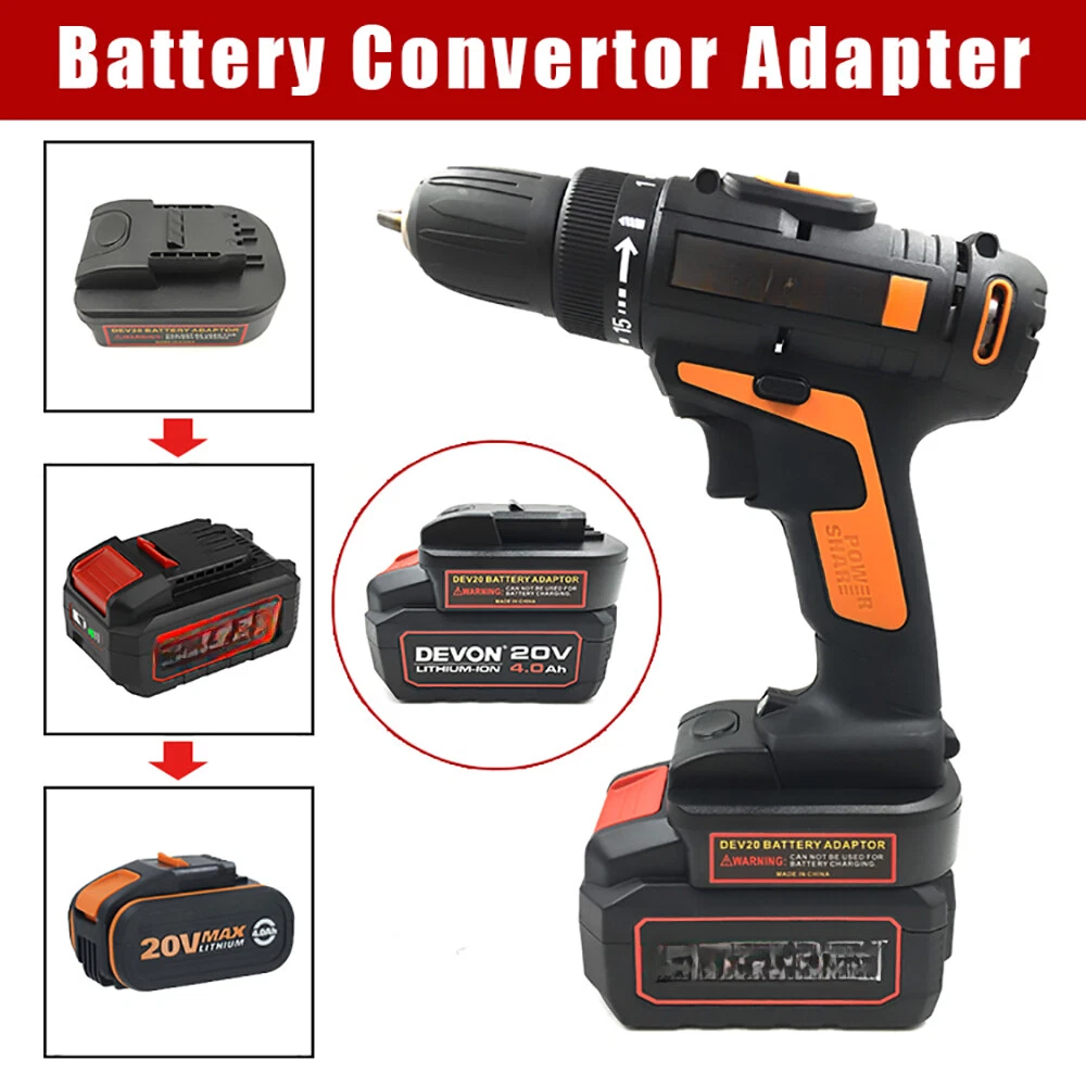 Battery Adapter Converter for Devon 20V Li-ion Battery To for Worx 4Pin ...