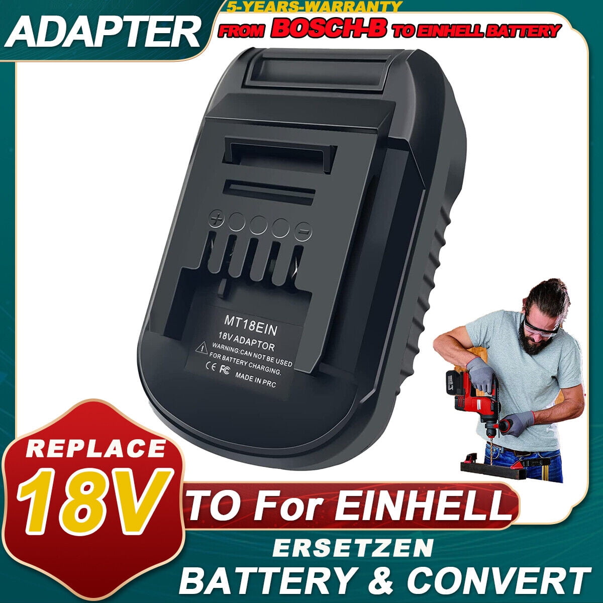 Battery Adapter For Bsoch 18V Li-ion Battery BAT607,BAT609 Convert to ...