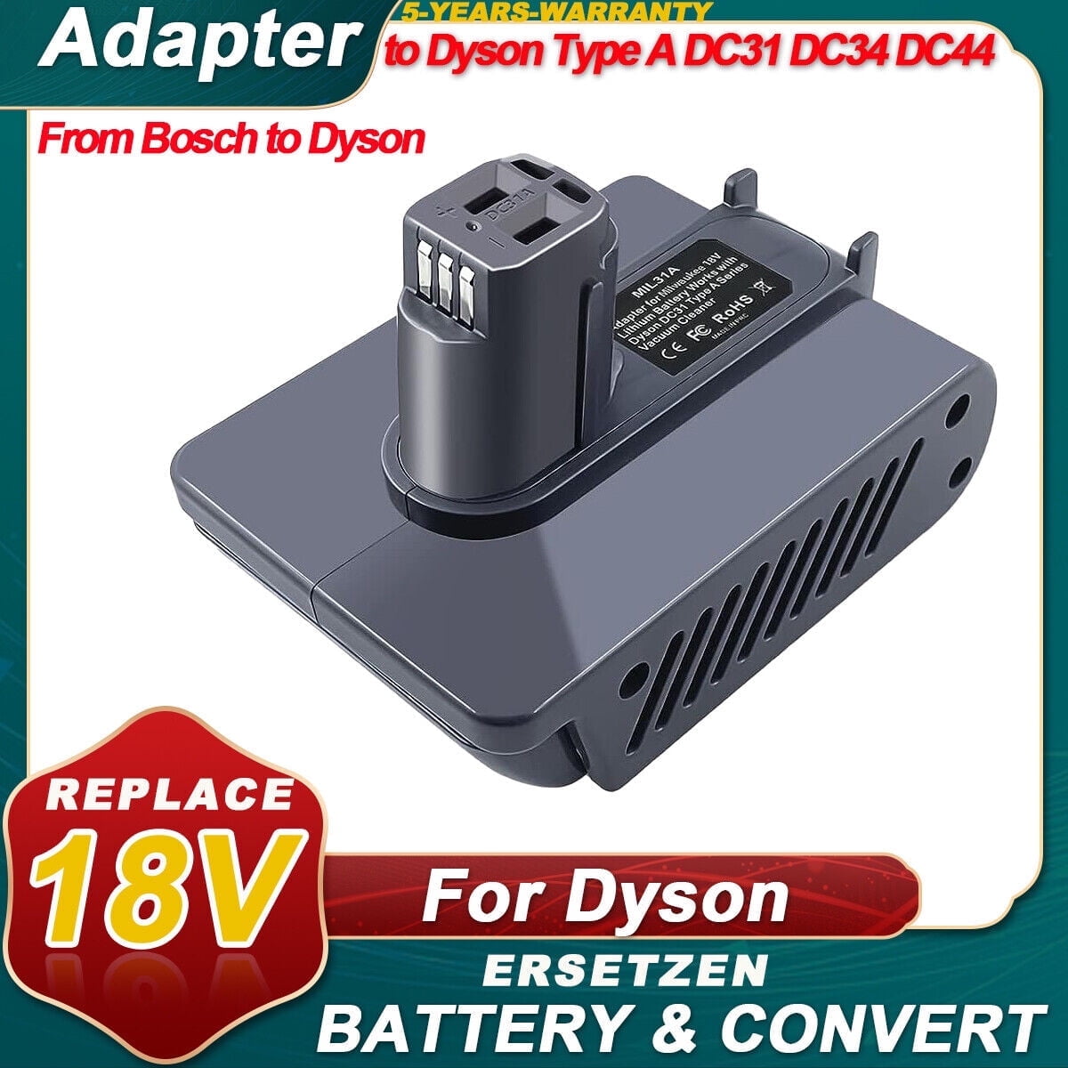 Battery Adapter For Dyson Type A / Type B DC31 DC35 DC44 Animal Vacuum ...