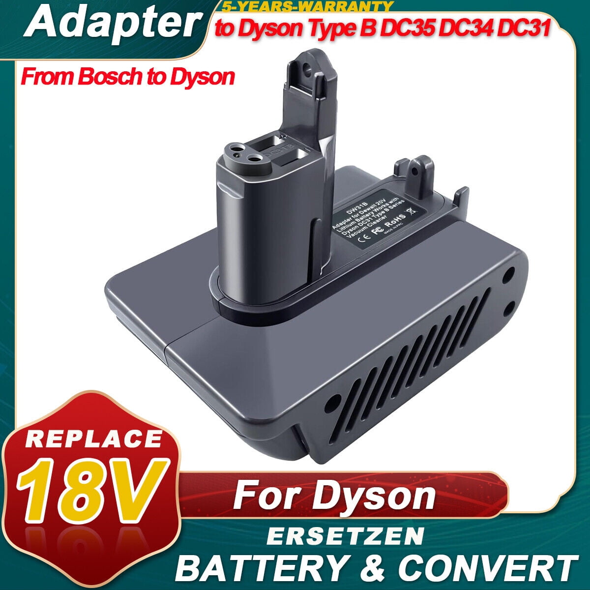 Battery Adapter For Dyson Type A / Type B DC31 DC35 DC44 Animal Vacuum Cleaner for Makita/Dewalt ...