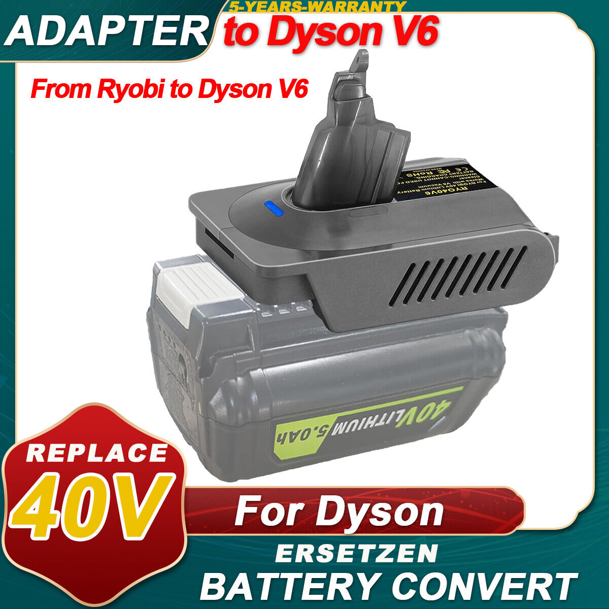 Battery Adapter for Ryobi 40V Lithium Battery(OP4050A OP4040A OP4015 ...