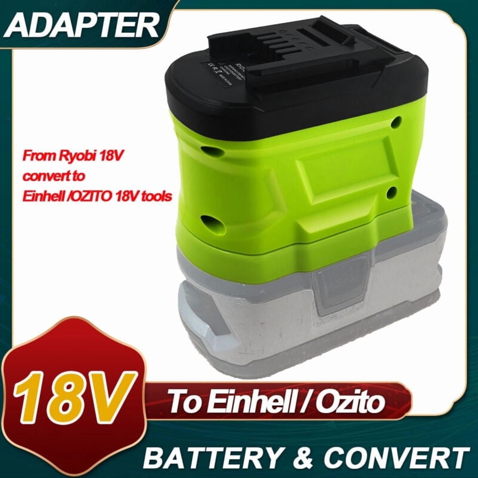 Battery Adapter for Ryobi 18V Convert to for Einhell Ozito Tool 18V ...