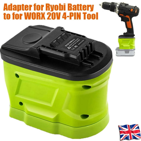Battery Adapter for Ryobi 18V Convert to for WORX 20V 4-PIN Cordless ...