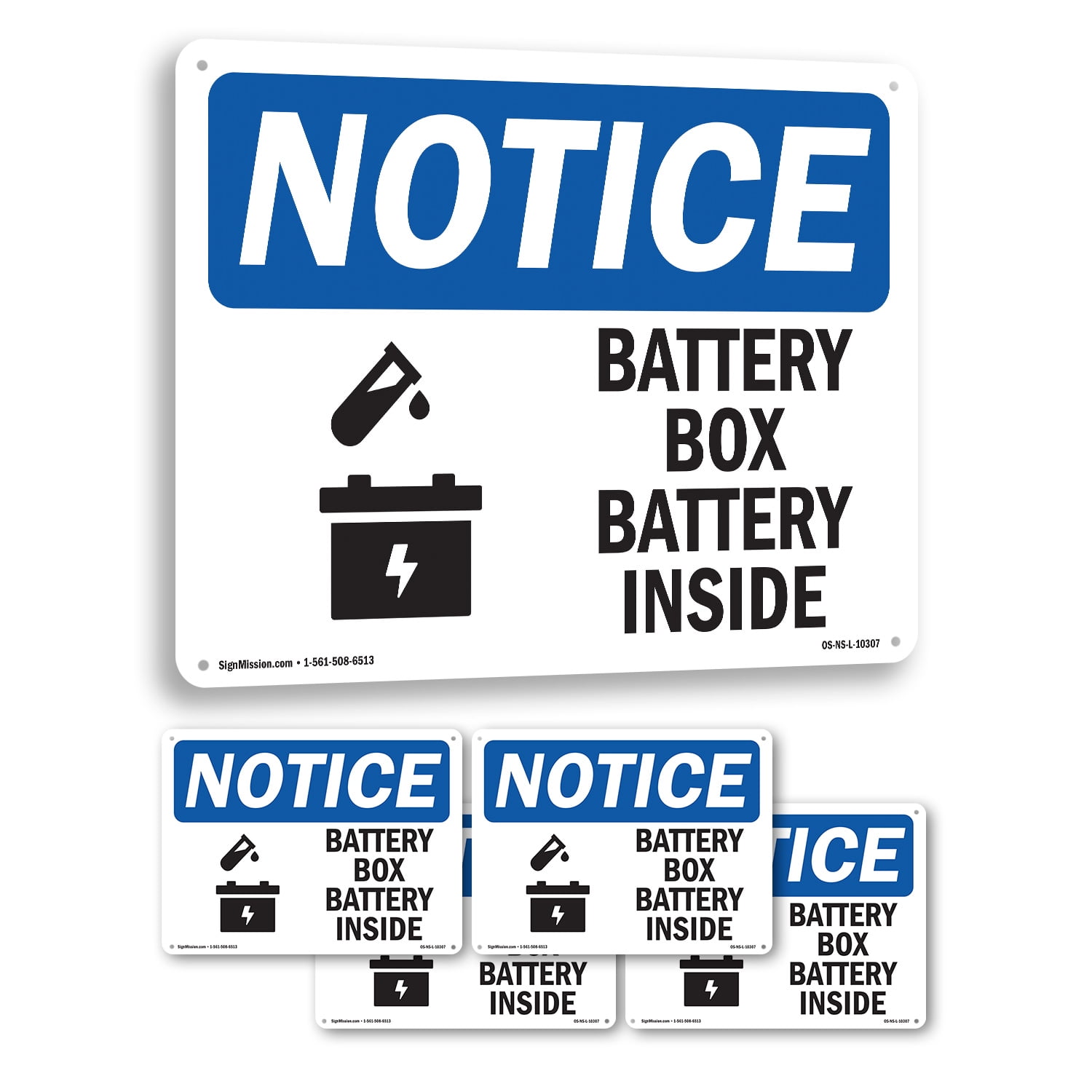 Battery Box Battery Inside OSHA Notice Rigid Plastic Sign 24 Inch x 18 ...