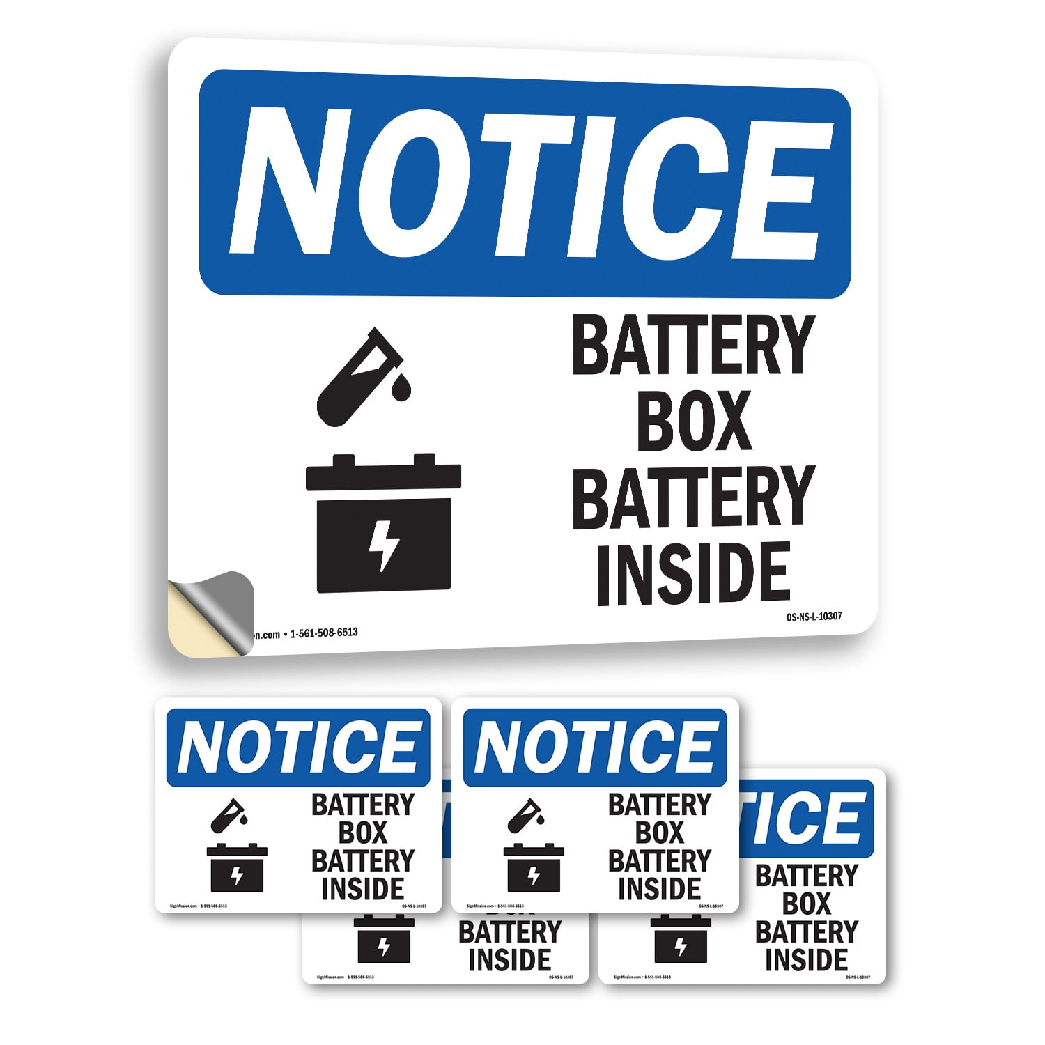 Battery Box Battery Inside With Symbol OSHA Notice Vinyl Decal Label 18 ...