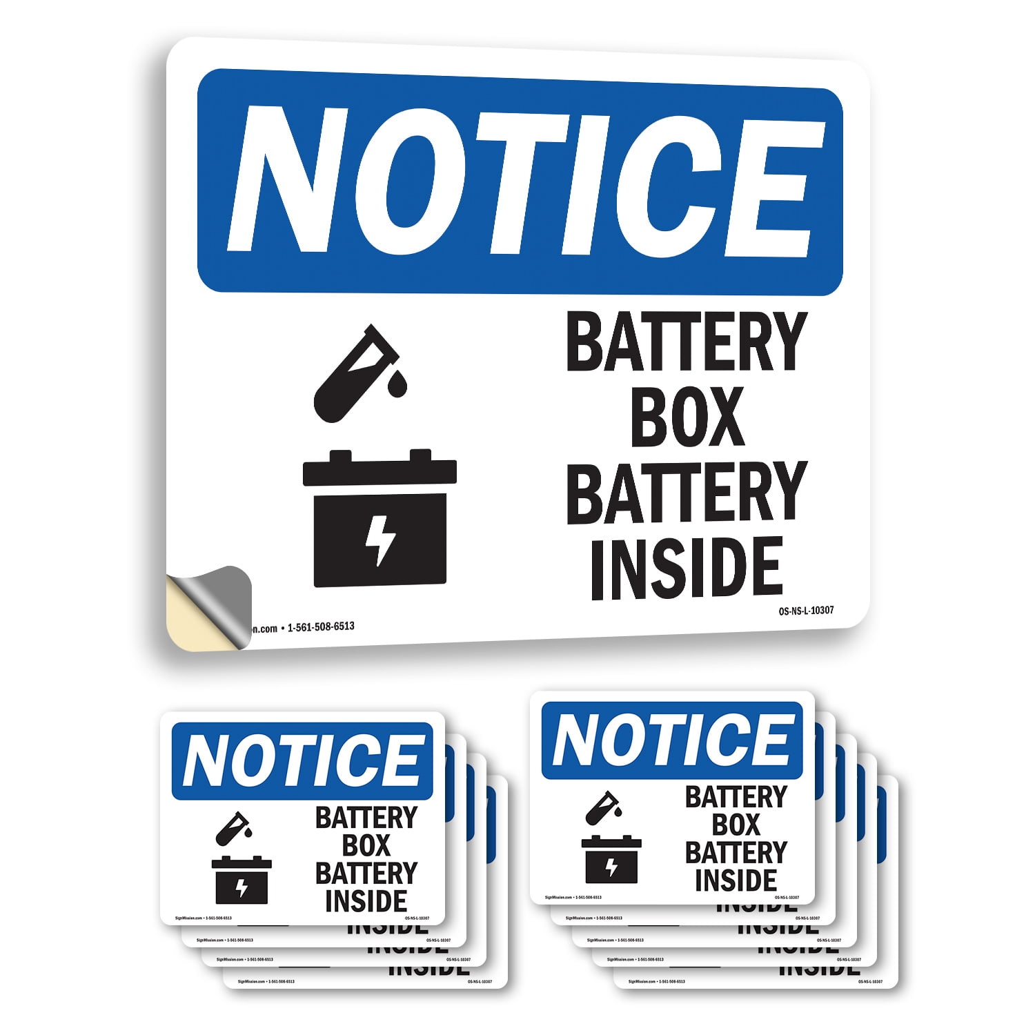Battery Box Battery Inside With Symbol OSHA Notice Vinyl Decal Label 7 ...