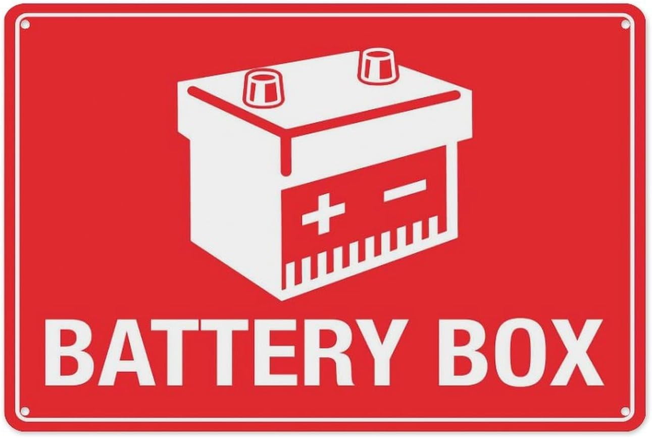 Battery Box Sign 8"x12" - Aluminum Tin Warning for Home Outdoor Garden ...