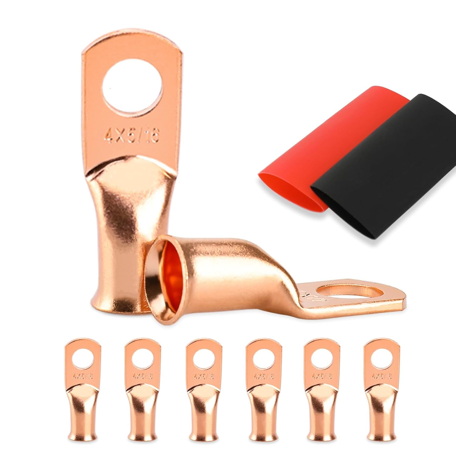 Battery Cable Ends, 8PCS 4 Gauge Wire Connectors 5/16 Copper Wire Lugs ...
