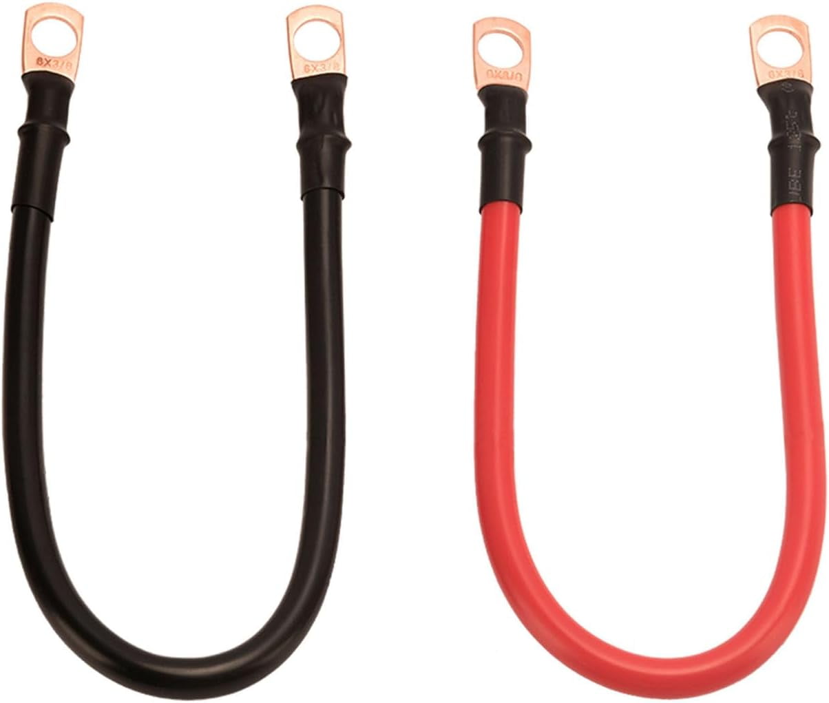 "Eurobike 12-Inch Battery Cable Set, 6 AWG, 3/8"" Lugs, Black & Red ...