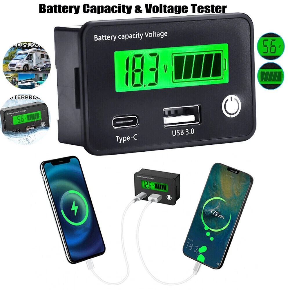 Battery Capacity Voltmeter Tester Lithium Voltage Meter Test Tool Gauge ...