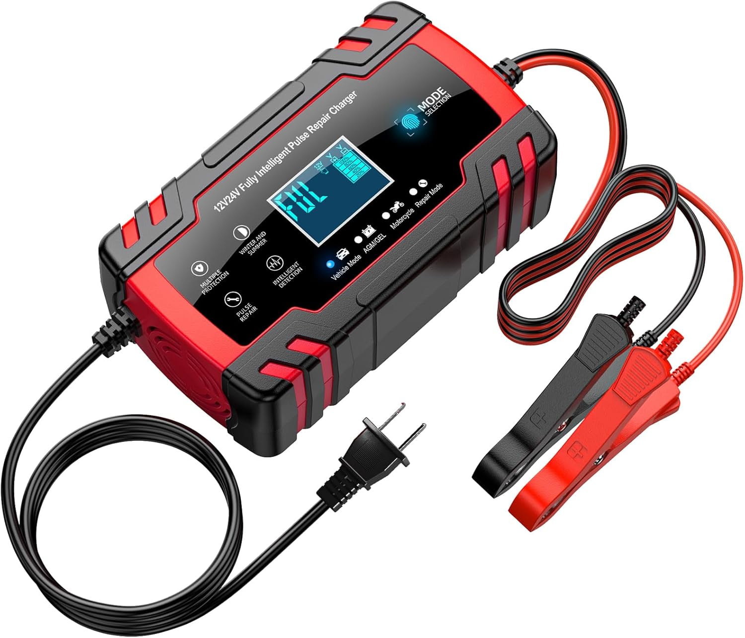 Battery Charger 10-Amp 12V and 24V Fully-Automatic Smart Car Battery ...