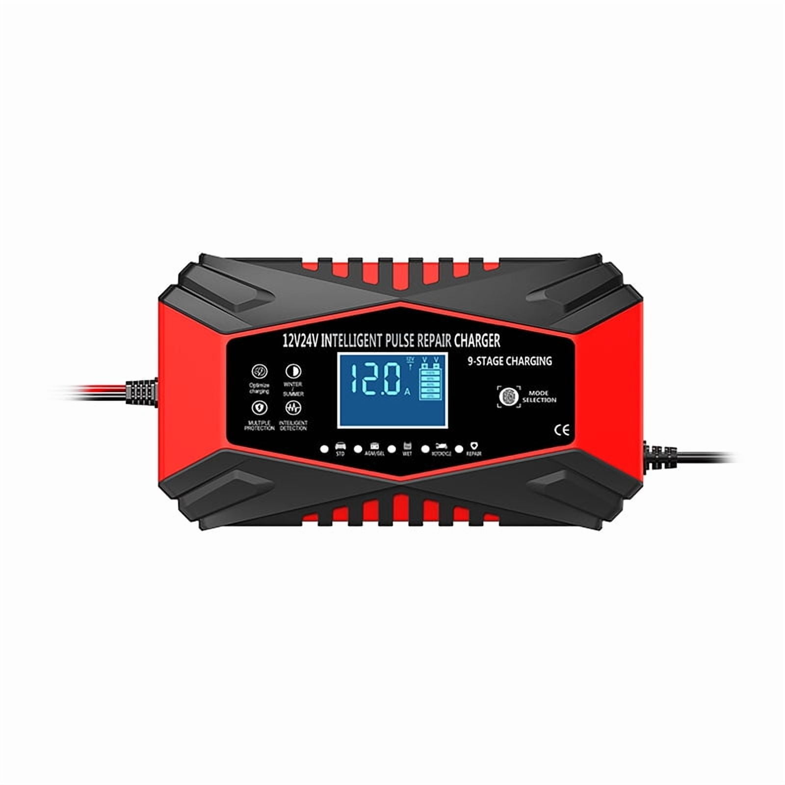 Battery Charger, 12V/24V Lead Acid Car Battery Charger, Trickle Charger ...