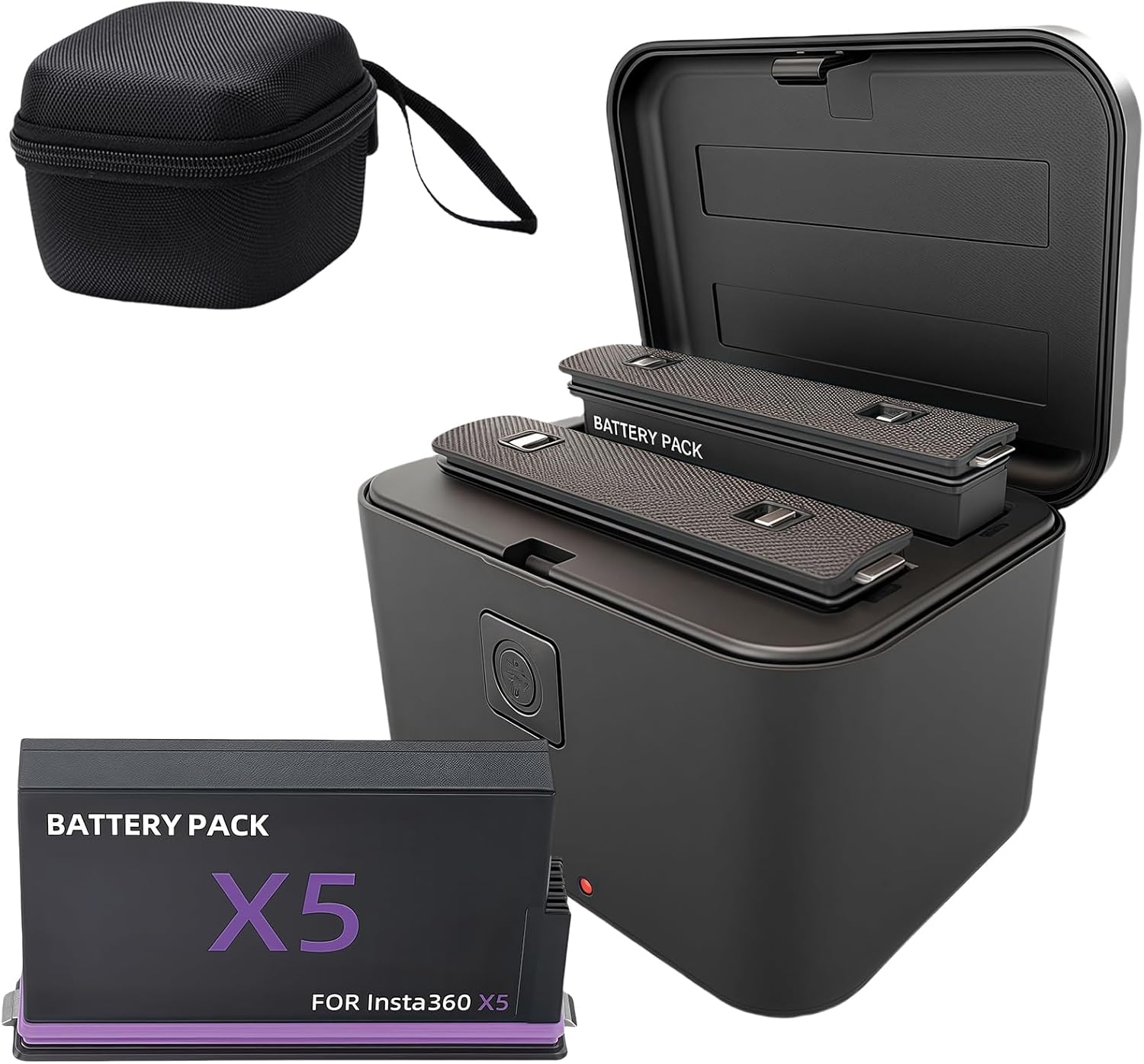 Battery Charger Set for Insta360 X5, 2850mAh, Can Save 2 Batteries and ...