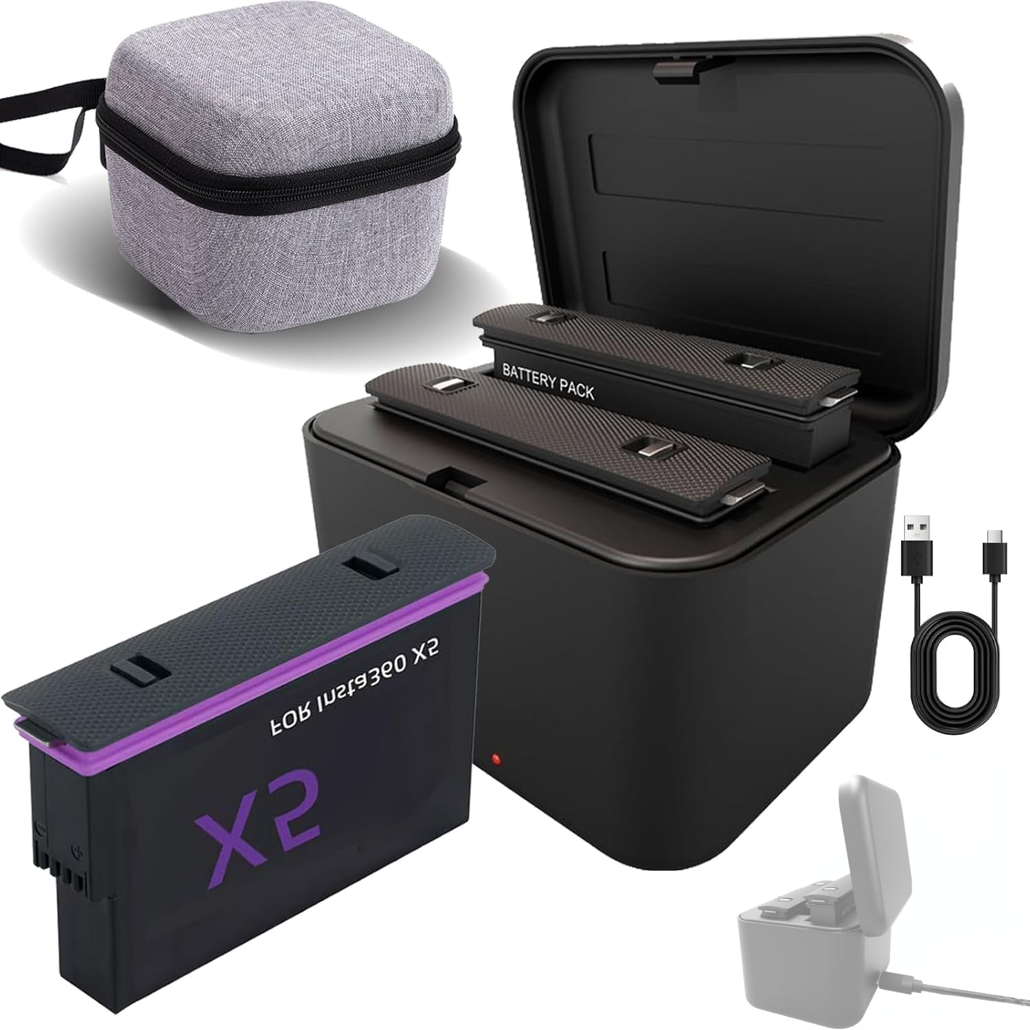 Insta 360x5 Insta360 X5 Battery Charger Set - Dual Battery Charging ...