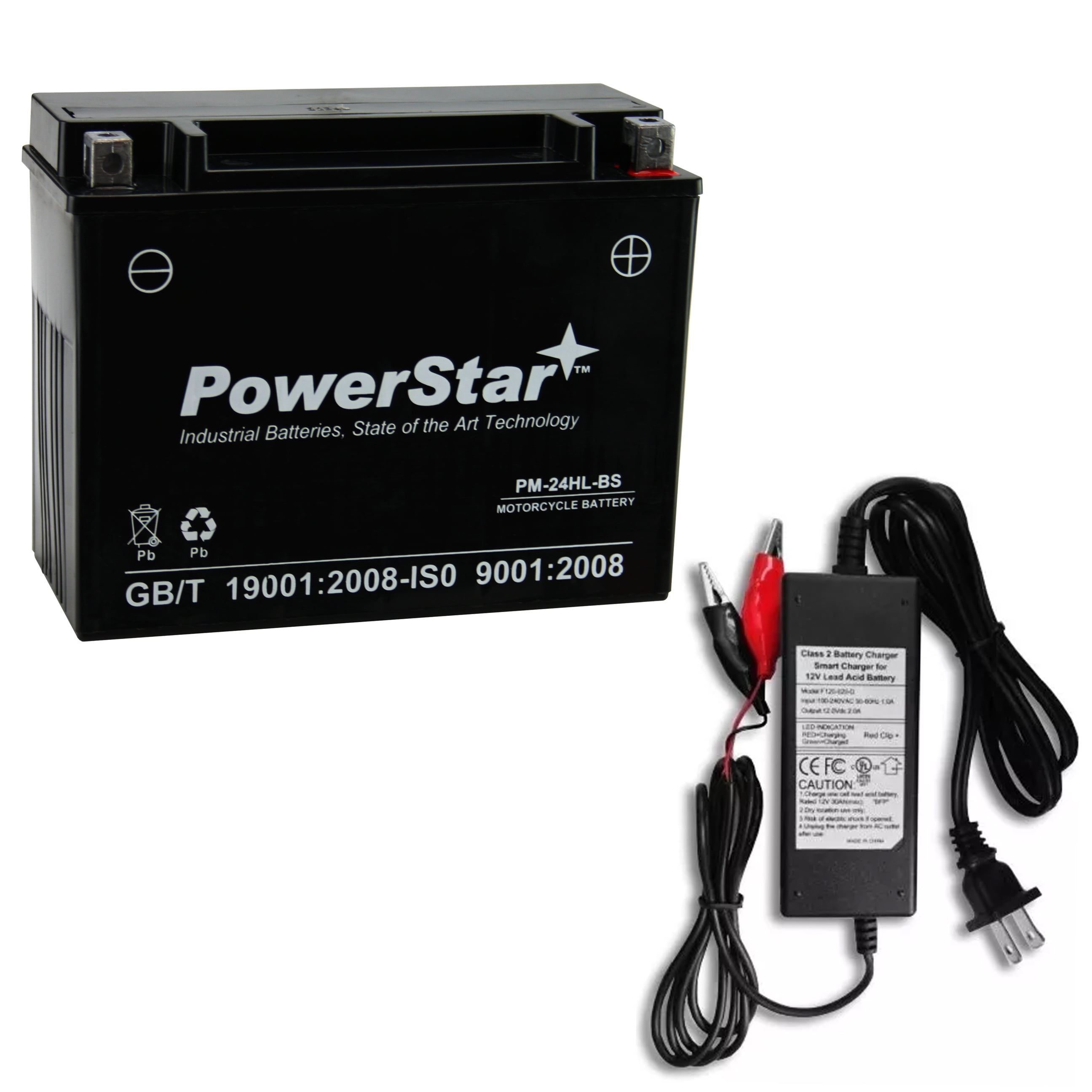 Battery + Charger YTX24HL-BS Harley Davidson FL Honda Goldwing Yamaha ...