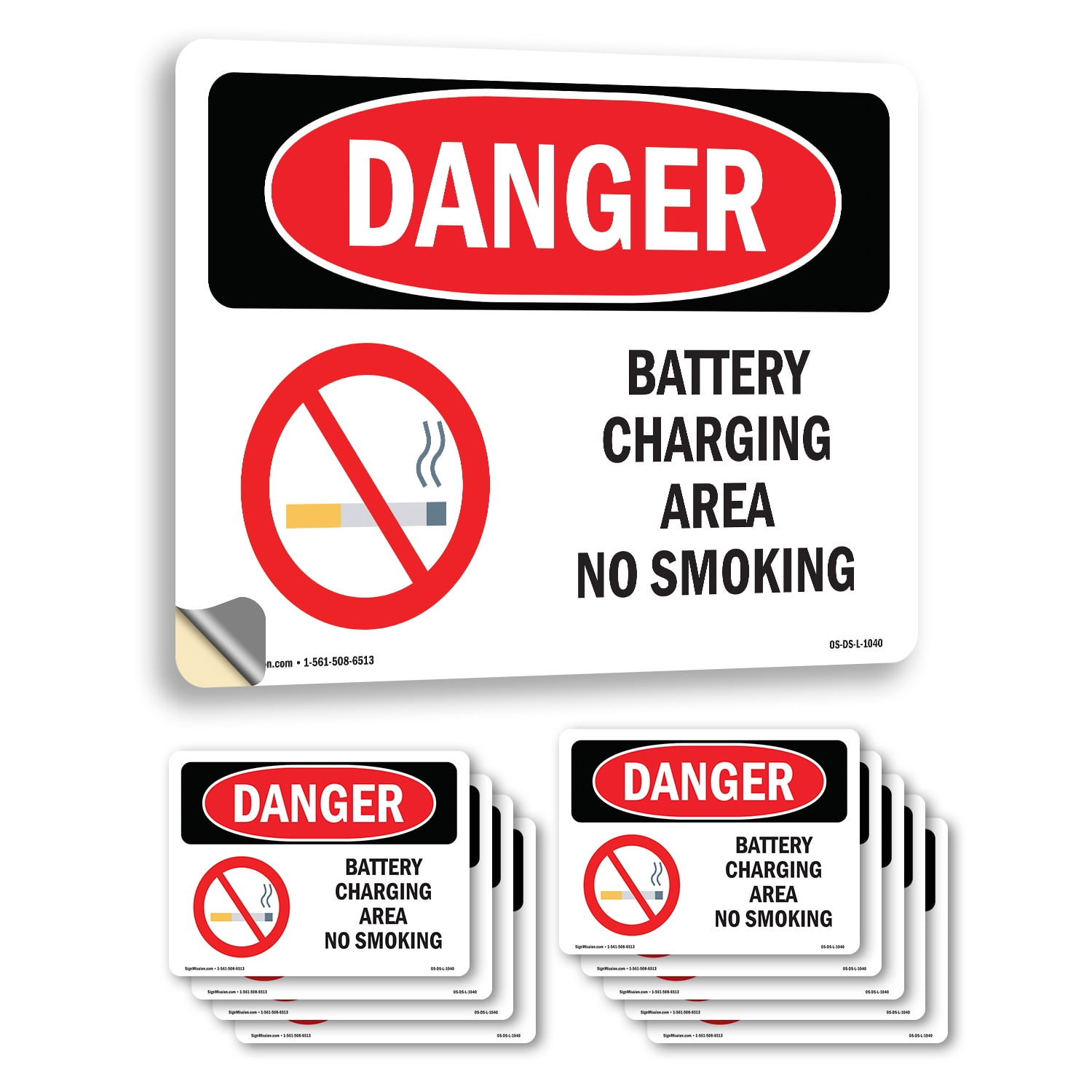 Battery Charging Area No Smoking OSHA Danger Vinyl Decal Label 24 Inch ...