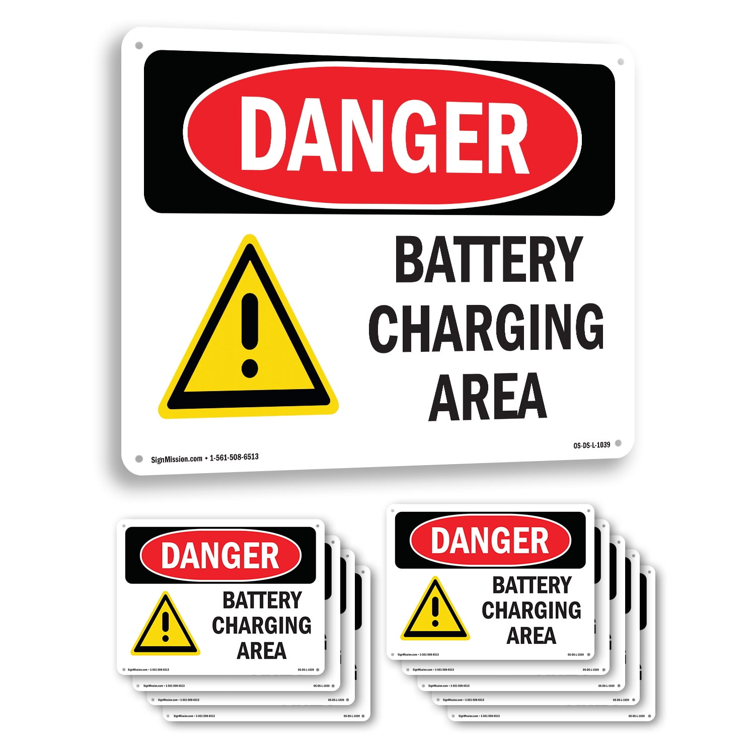 Battery Charging Area OSHA Danger Rigid Plastic Sign 10 Inch x 7 Inch ...