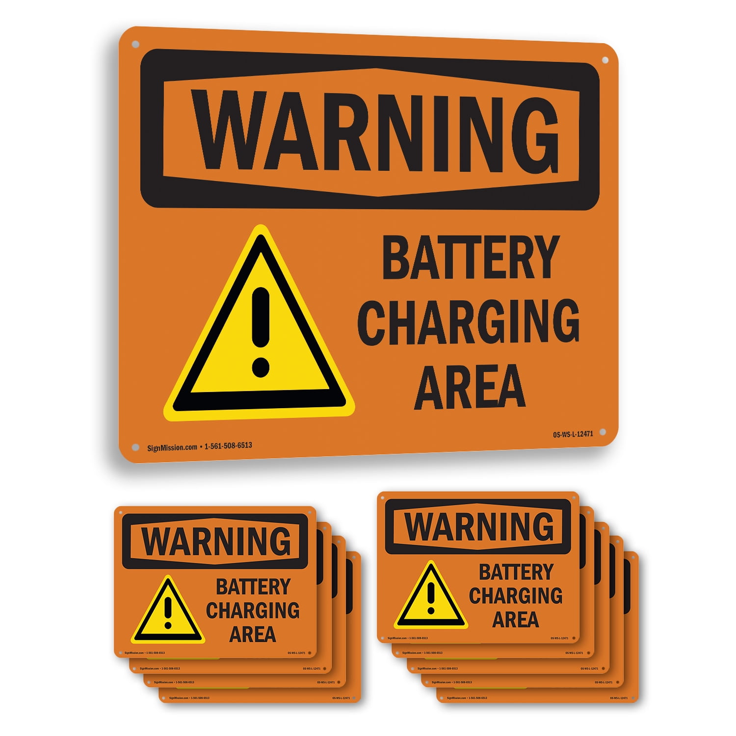 Battery Charging Area OSHA WARNING Aluminum Sign 24 Inch x 18 Inch - 10 ...