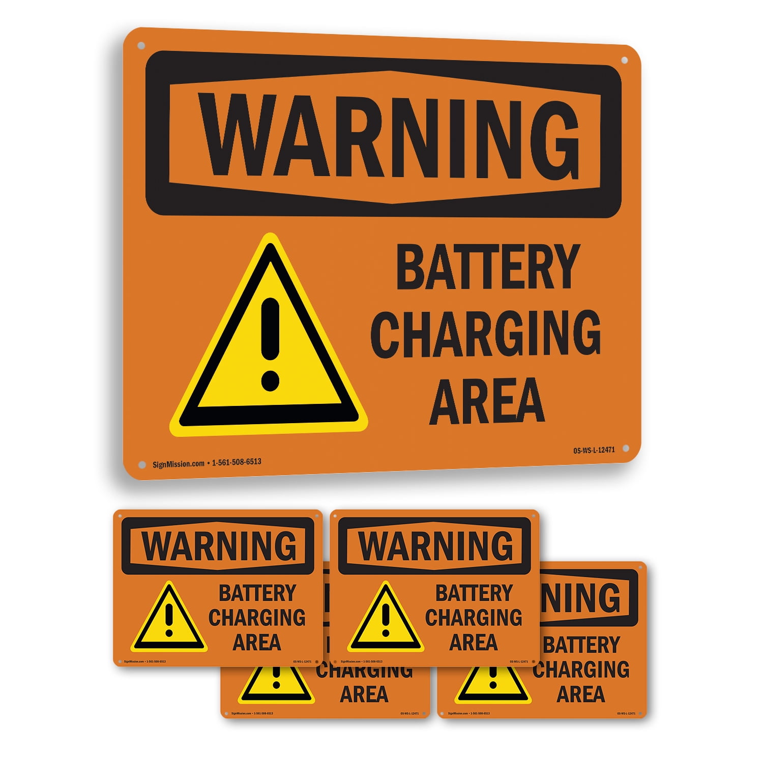 Battery Charging Area OSHA WARNING Rigid Plastic Sign 10 Inch x 7 Inch ...